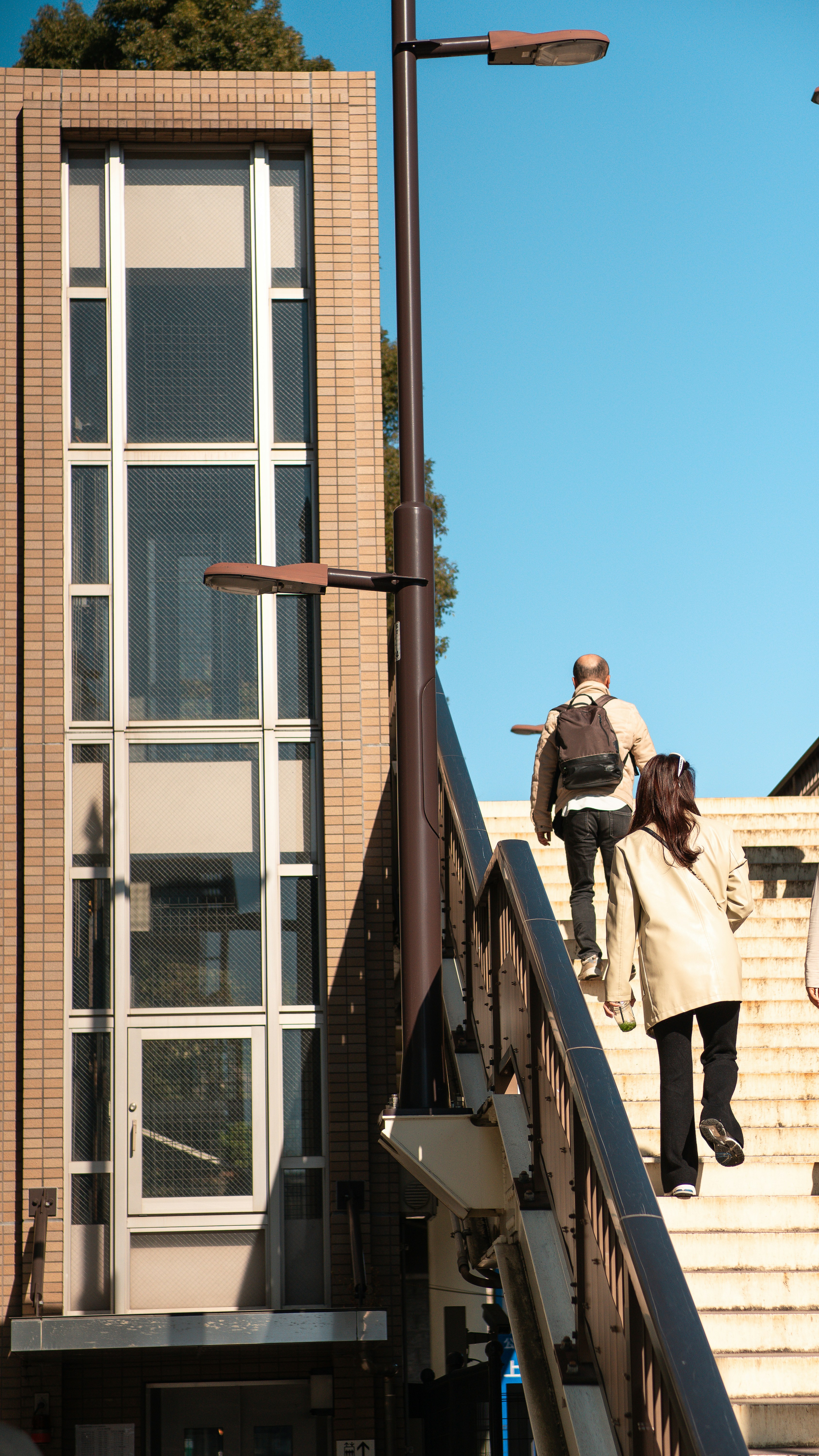 Ascending Steps, Moving Figures: A Quiet Street Encounter