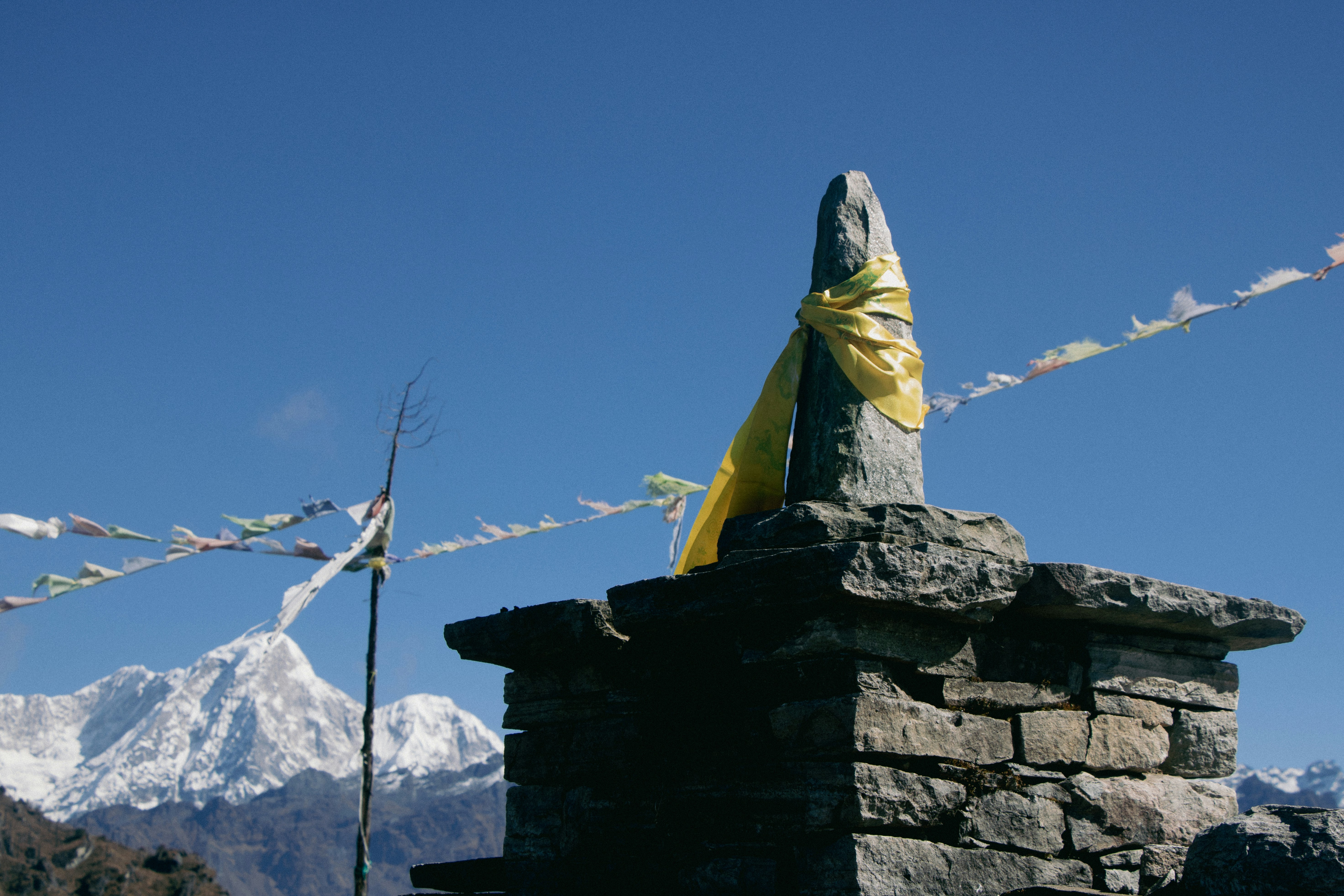 Prayer Stupa in the High Altitudes: A Quiet Beacon Beneath Snow-Capped Peaks