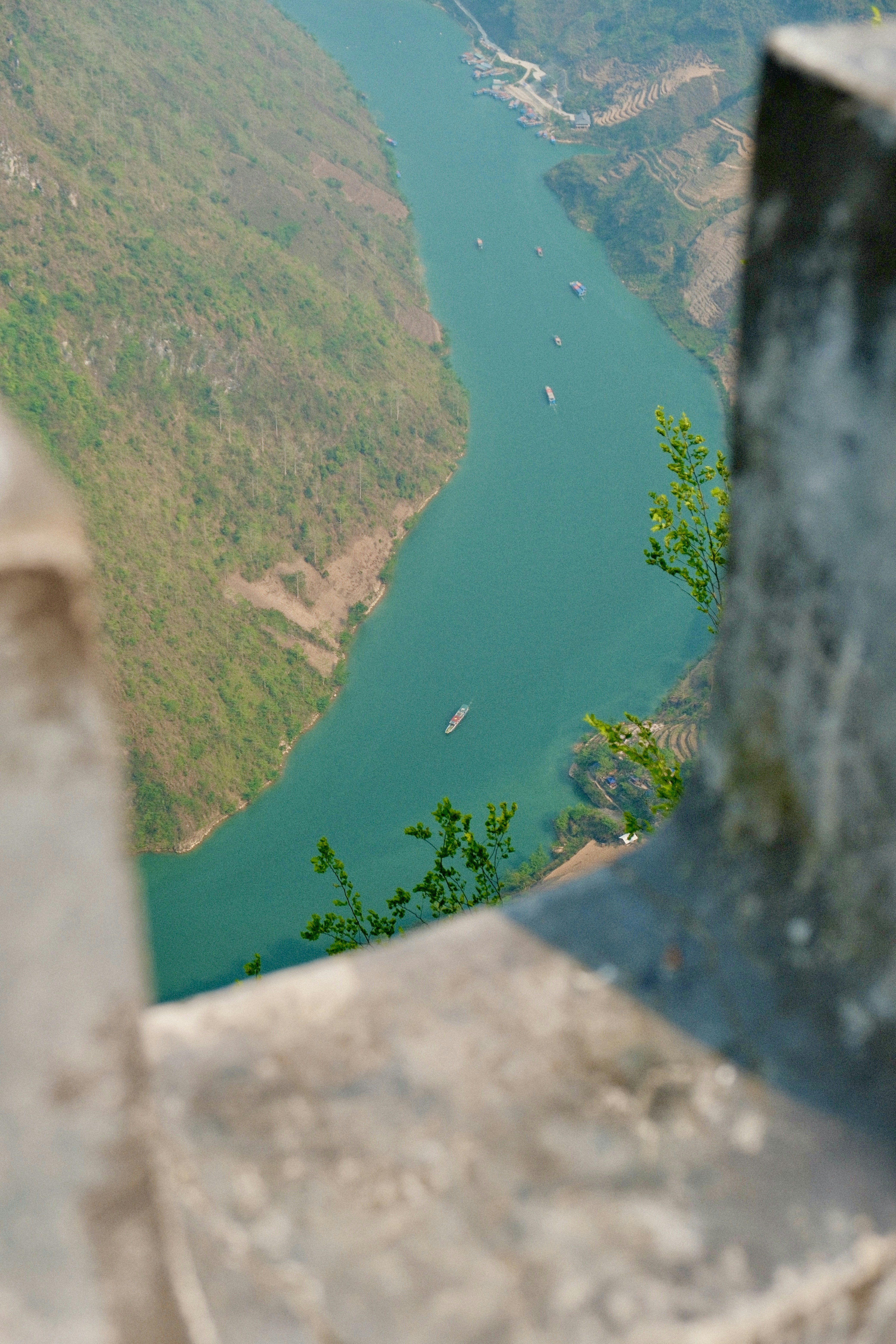 Teal Ribbon: A River Wends Between Cliffed Valleys