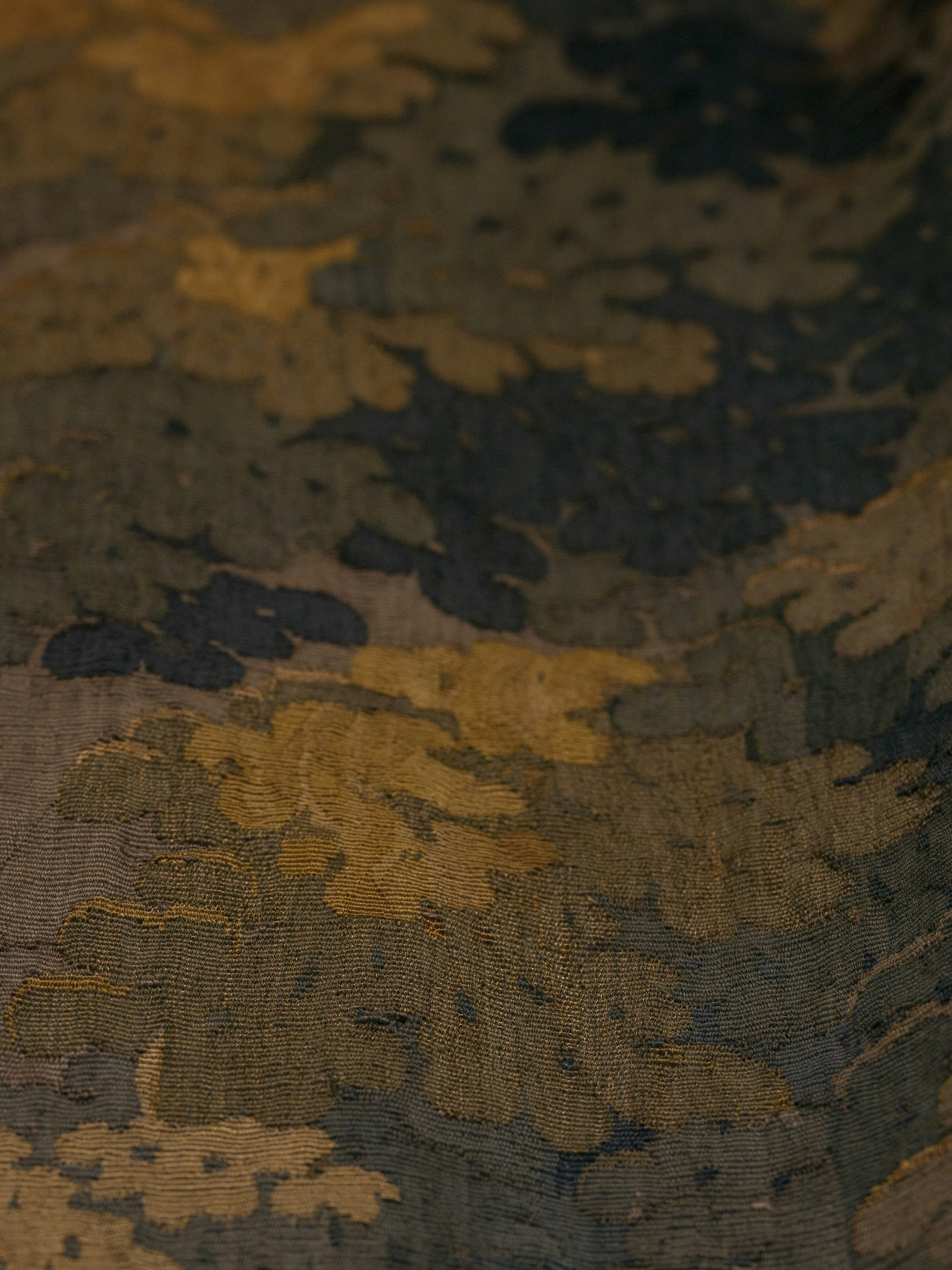 Textured Fabric Mosaic: Golden Floral Weave
