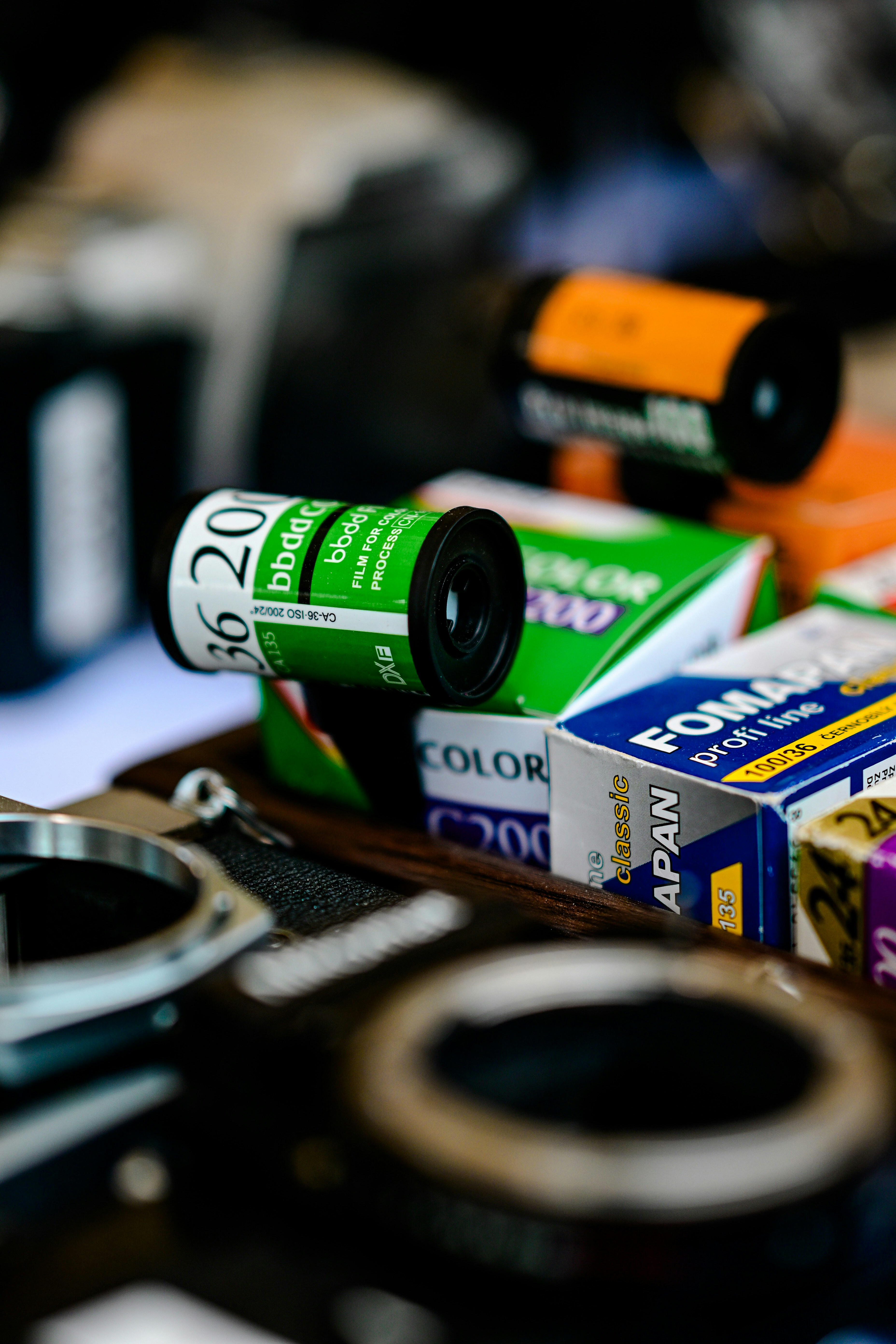 Spools of Color: A Quiet Portrait of Film Gear on a Desk