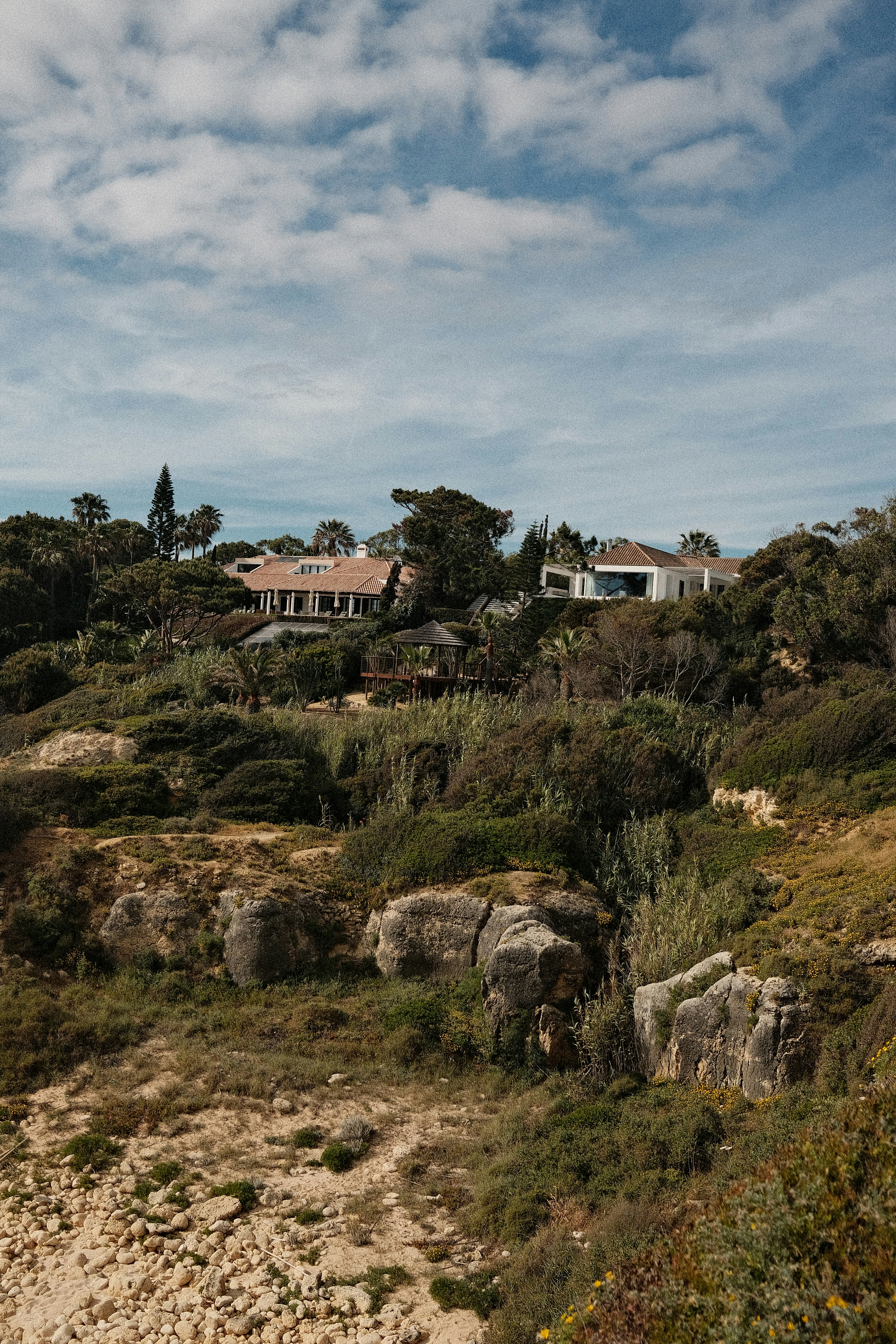 Coastal Neighborhood Cliffs Beneath a Wide Sky