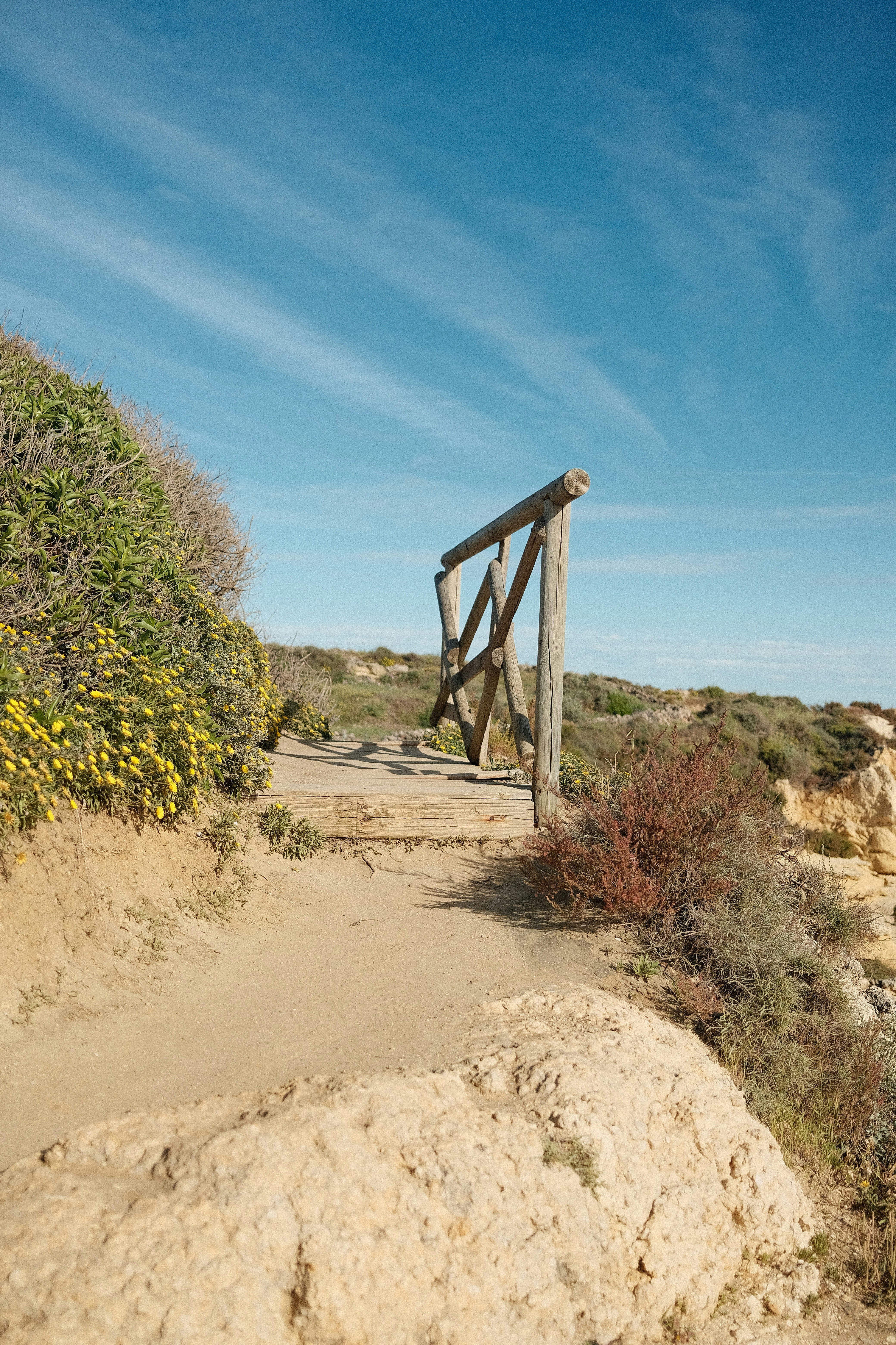 Coastal Pathway to a Weathered Wooden Gate