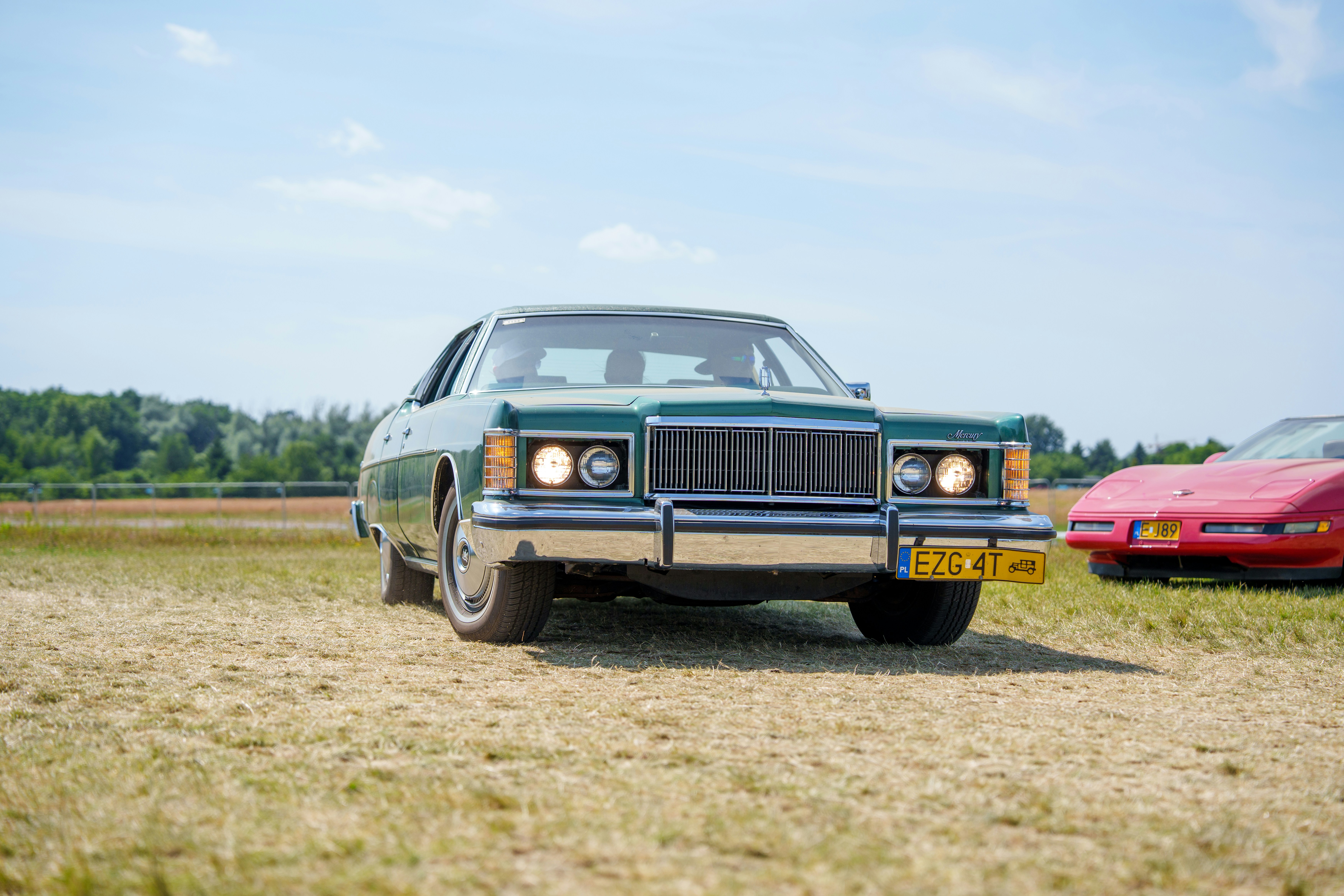 Time-Wrozen Teal: A Classic Car in a Sunlit Field