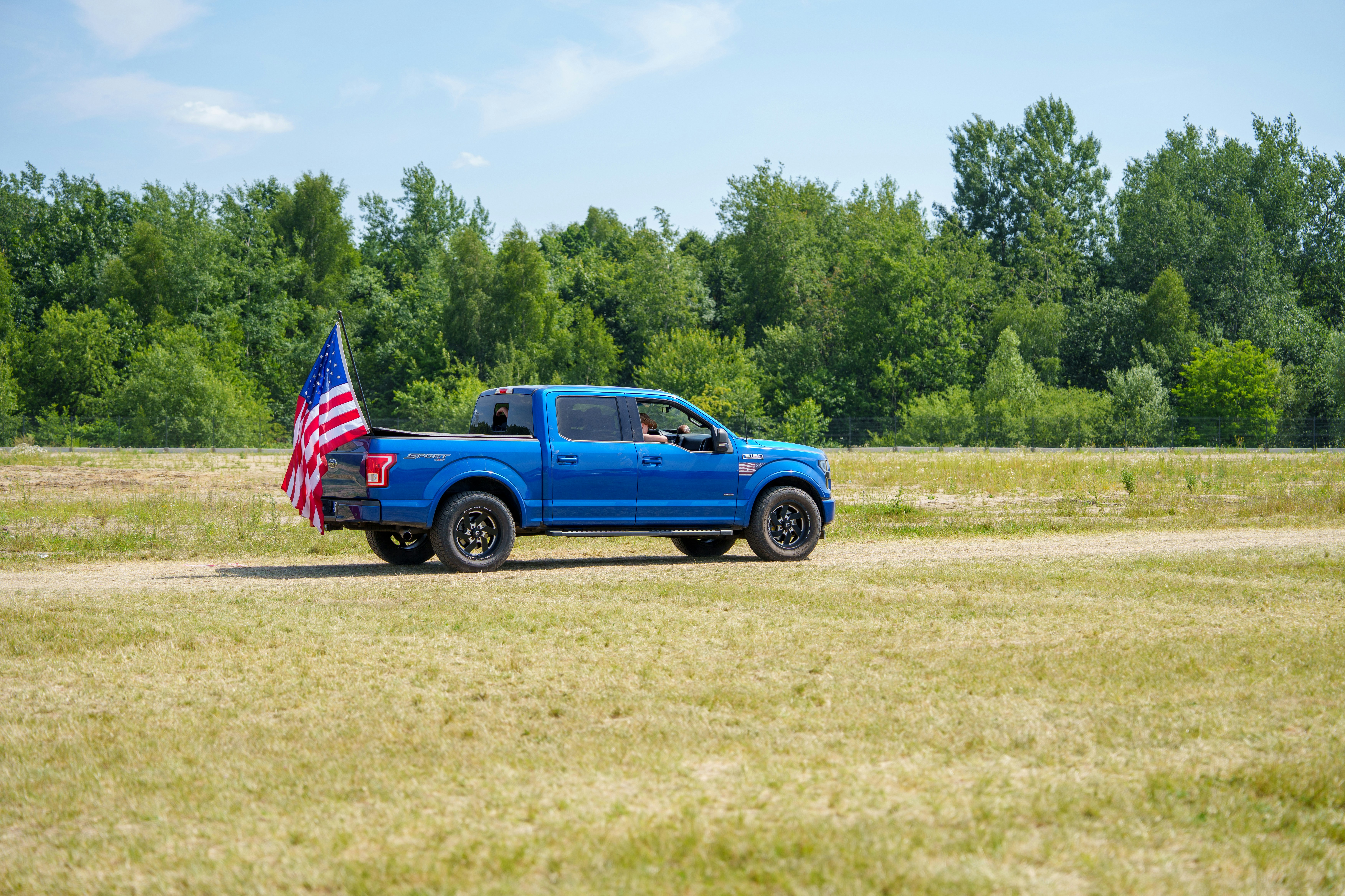 Patriotic Pickup in Open Field