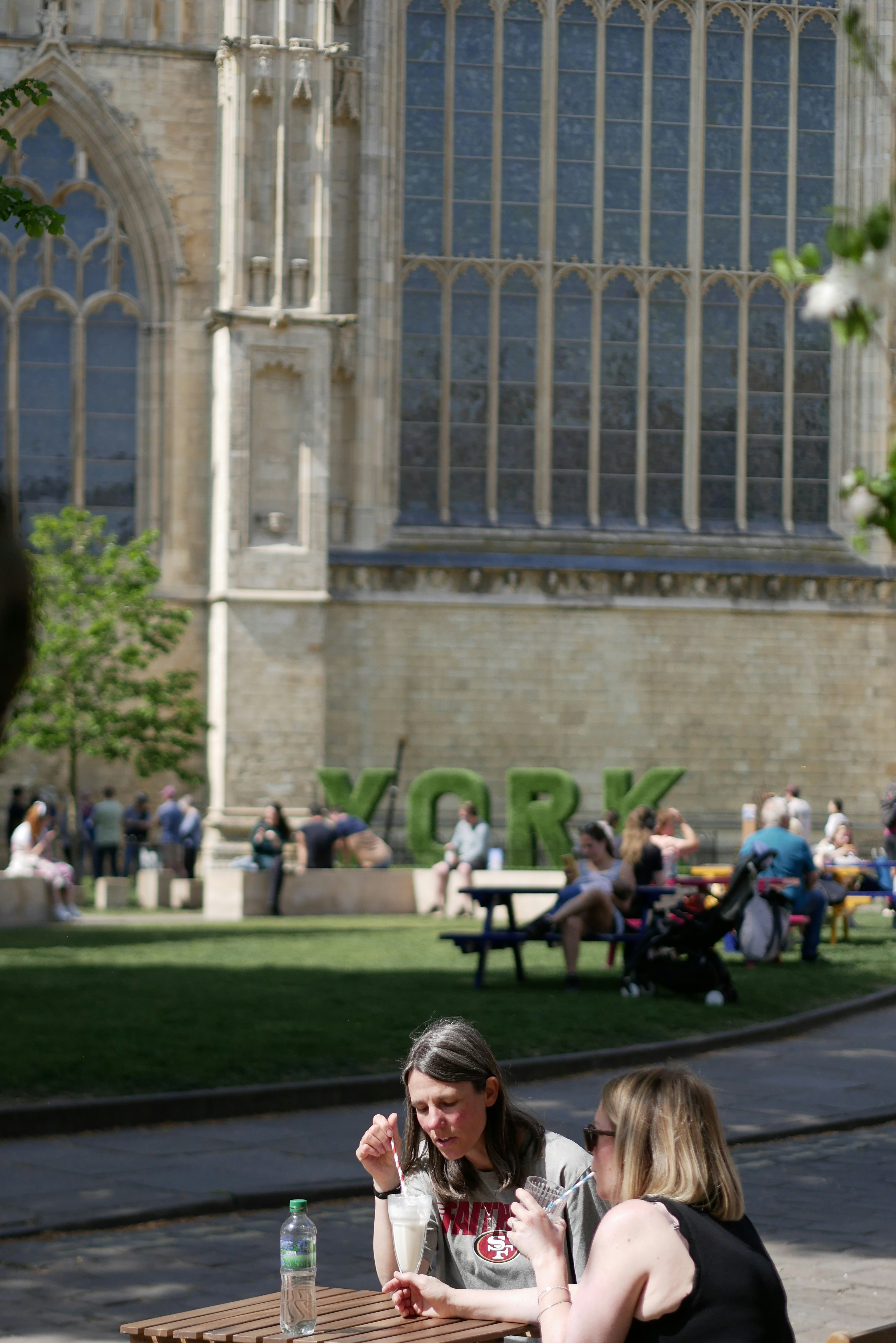 Cafe Break Under Gothic Windows