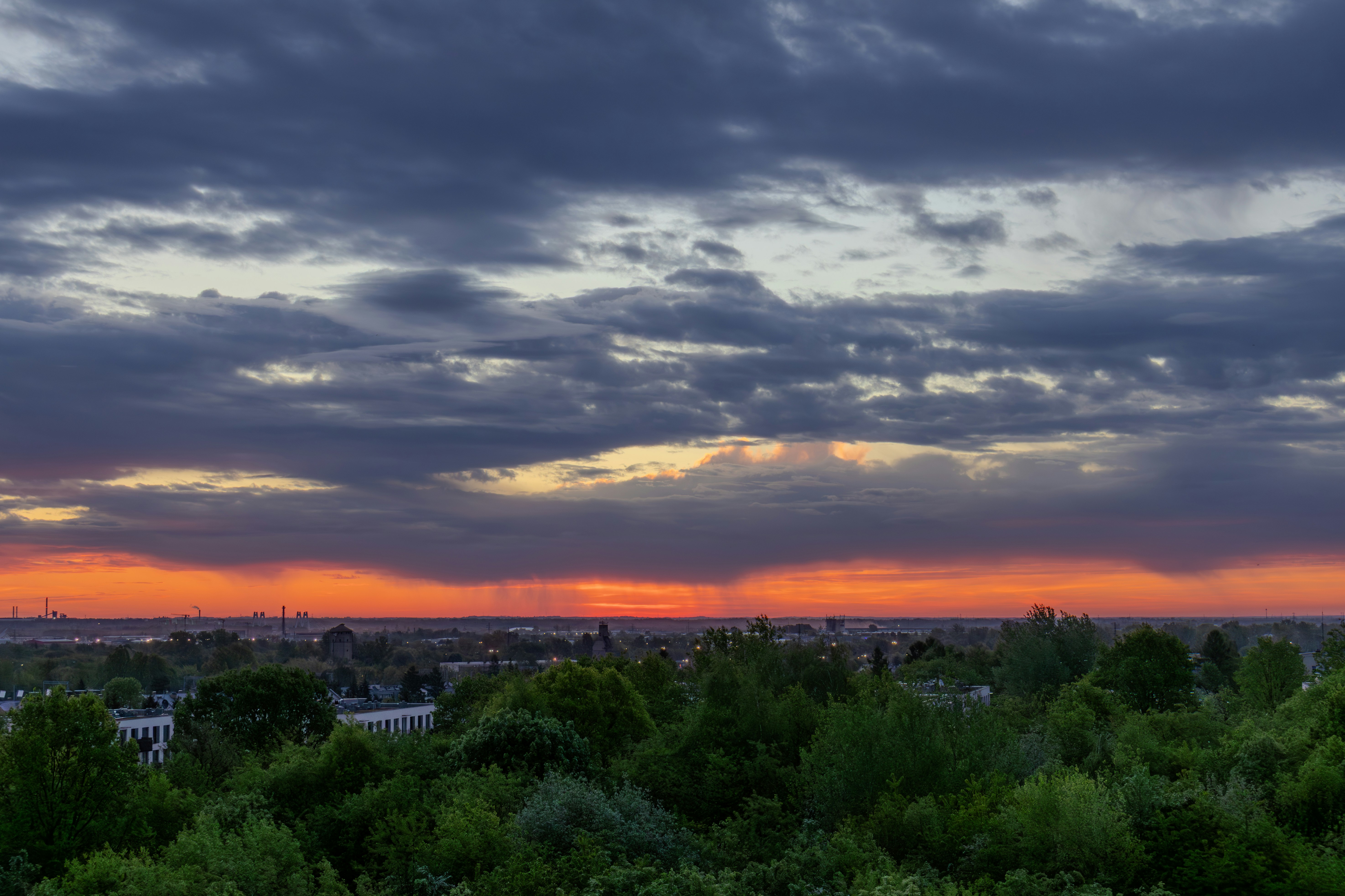 Twilight Horizon Above a Green City