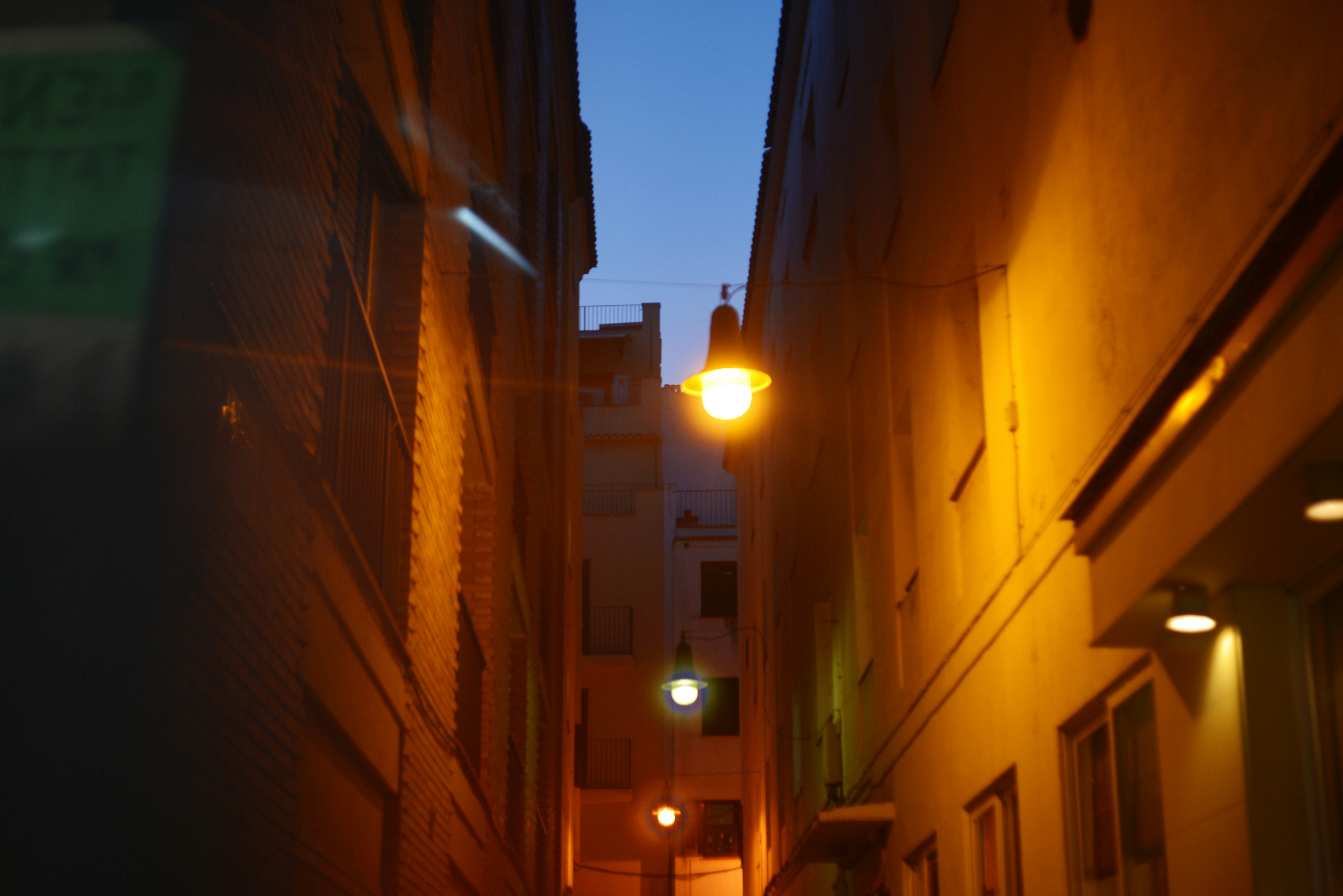Lantern Alley: Neon Gateways in a Quiet Night Corridor