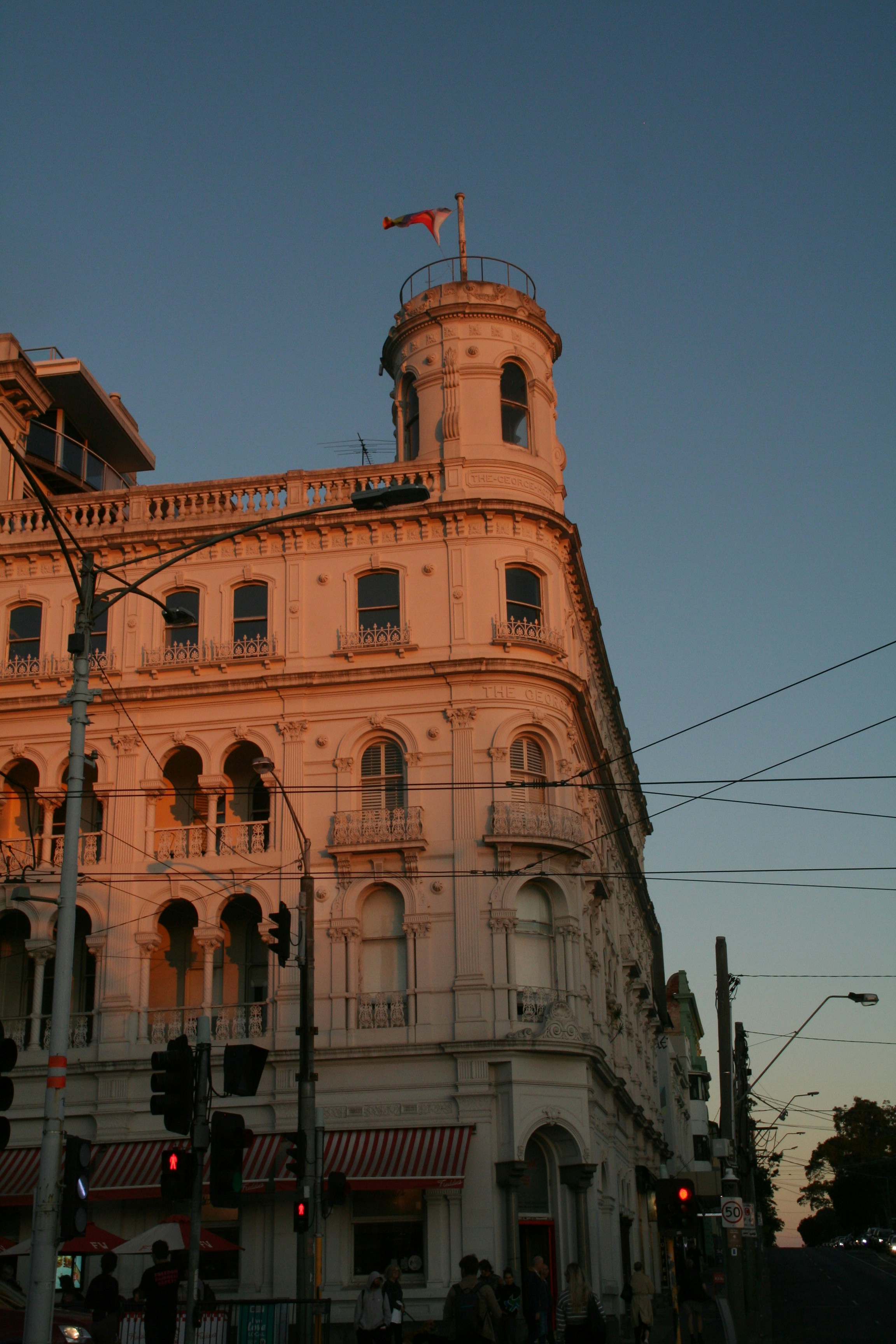 Sunlit Corner: A Historic Corner Tower at Golden Hour