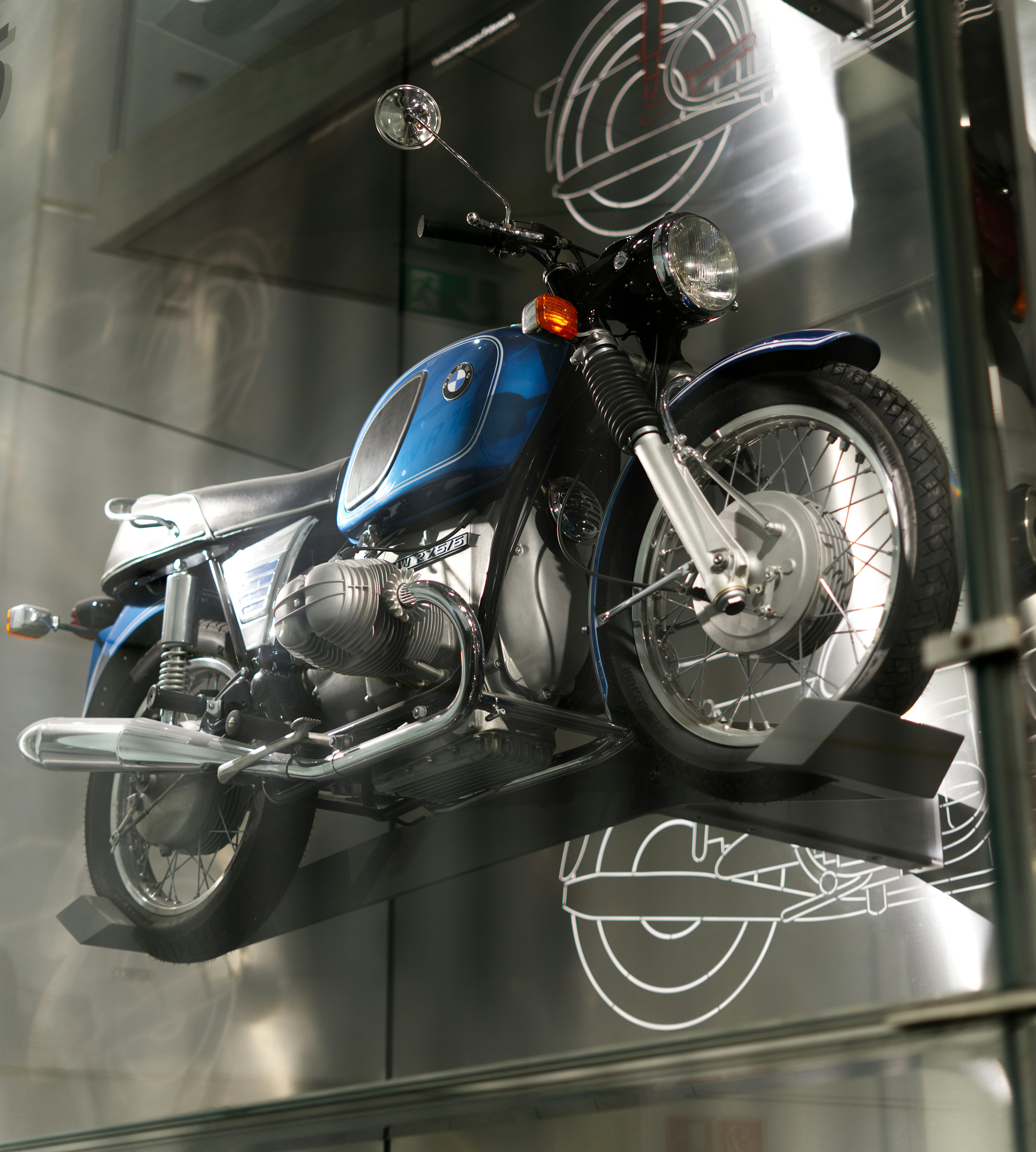 Blue Classic: Motorcycle on a Modern Display