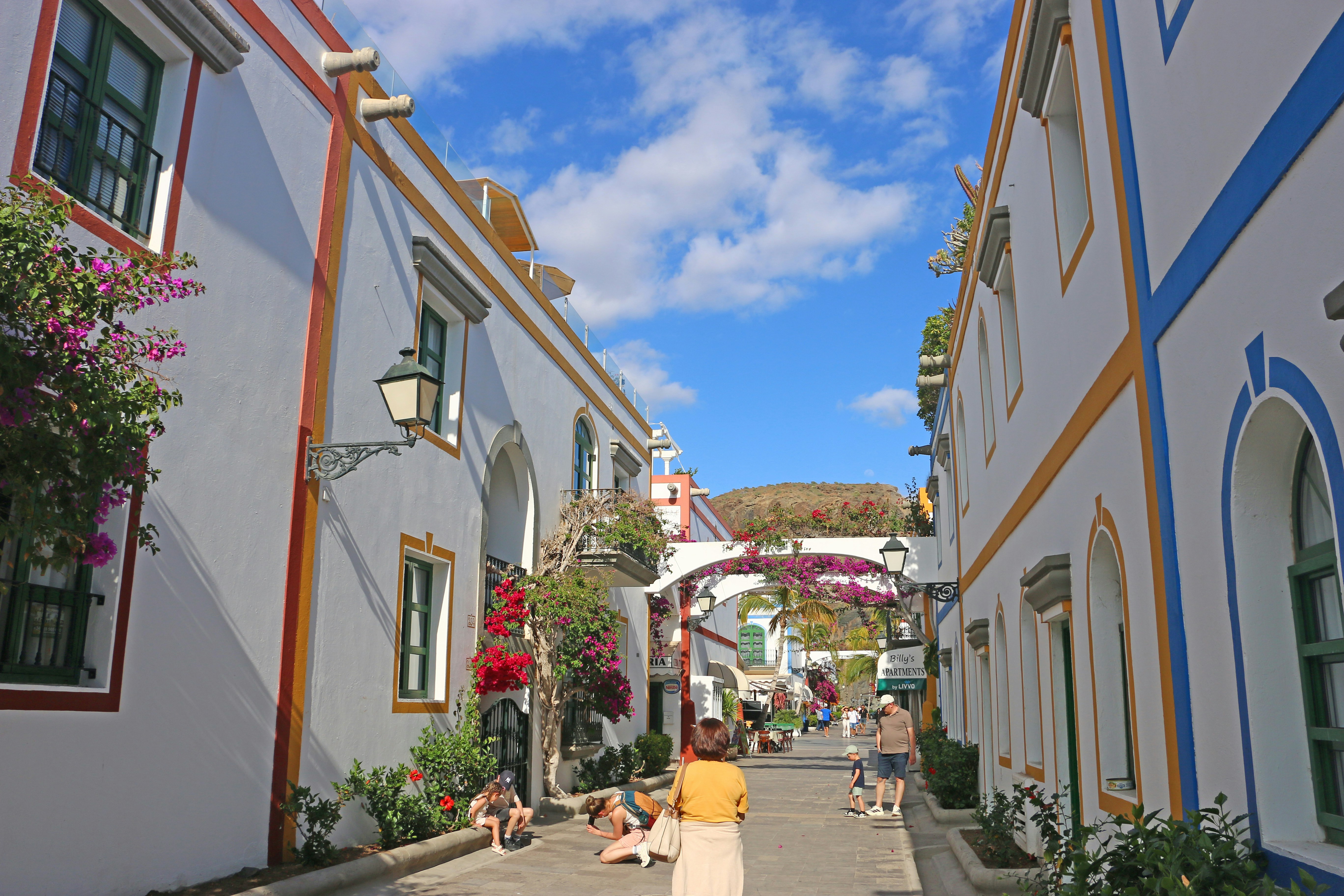 Sunlit Alley of Colorful Facades in Mediterranean Village