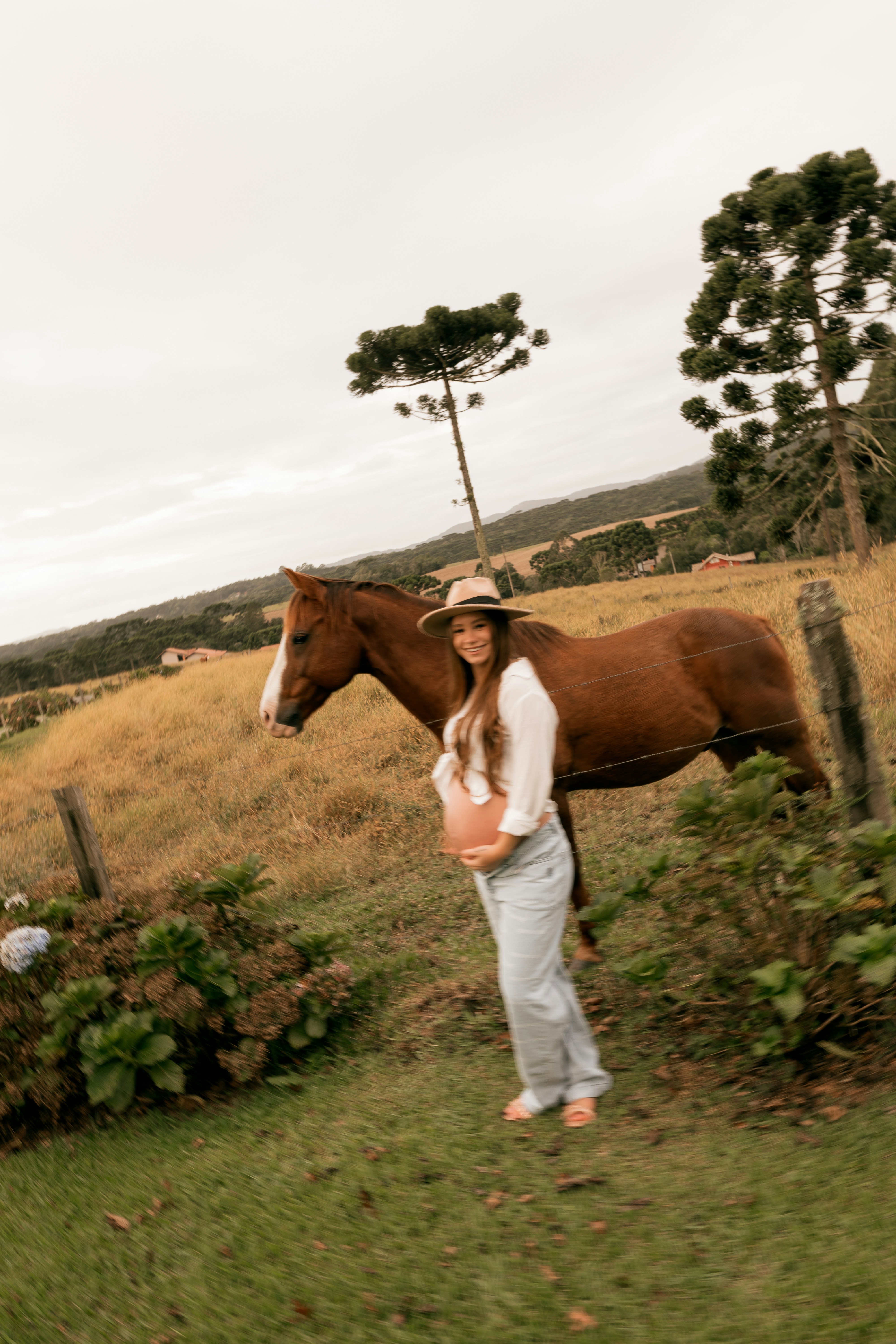 Pregnant in Field: Quiet Connection with the Mare