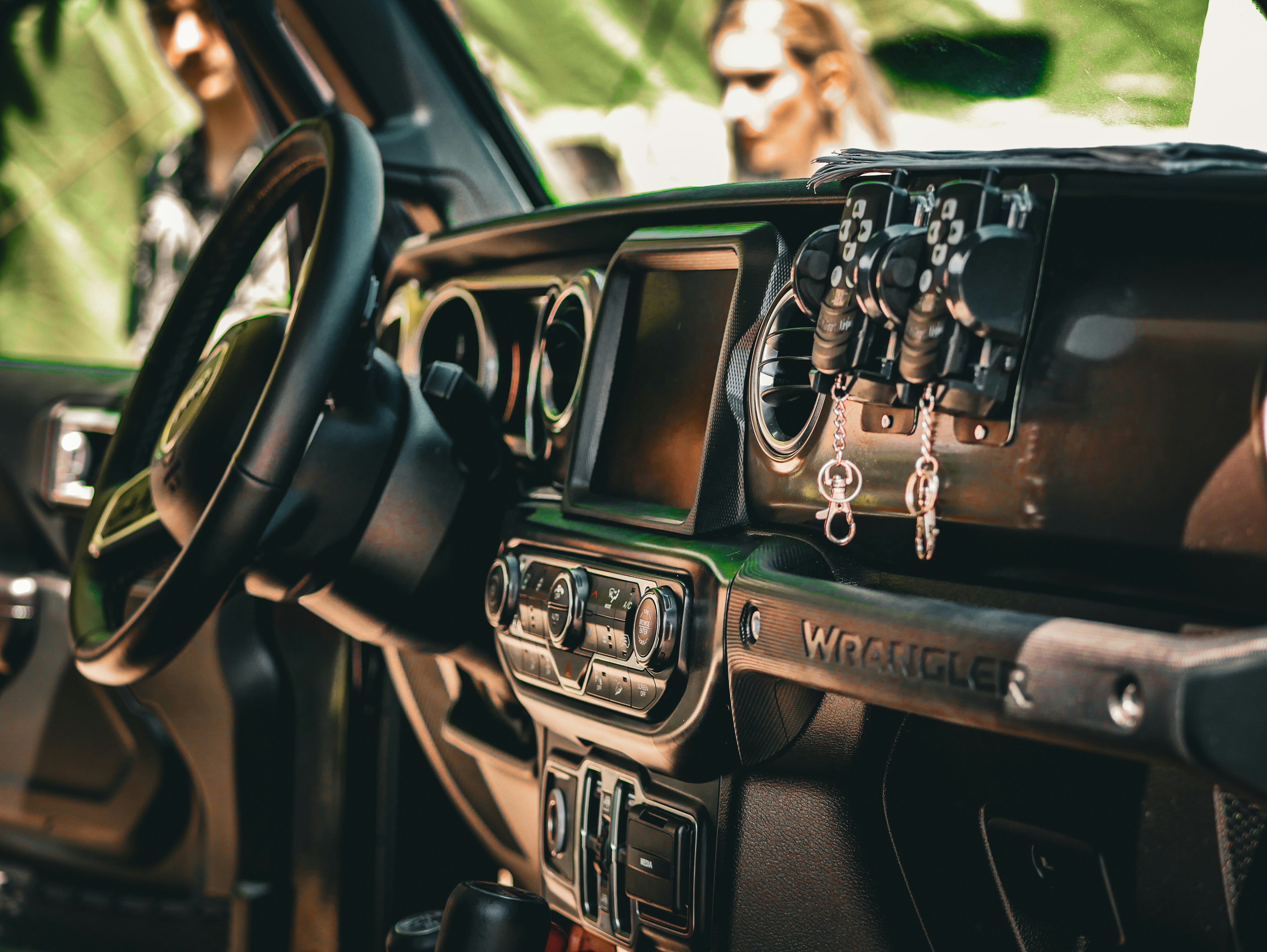 Interior Spotlight: Center Console and Dashboard Details of a Wrangler