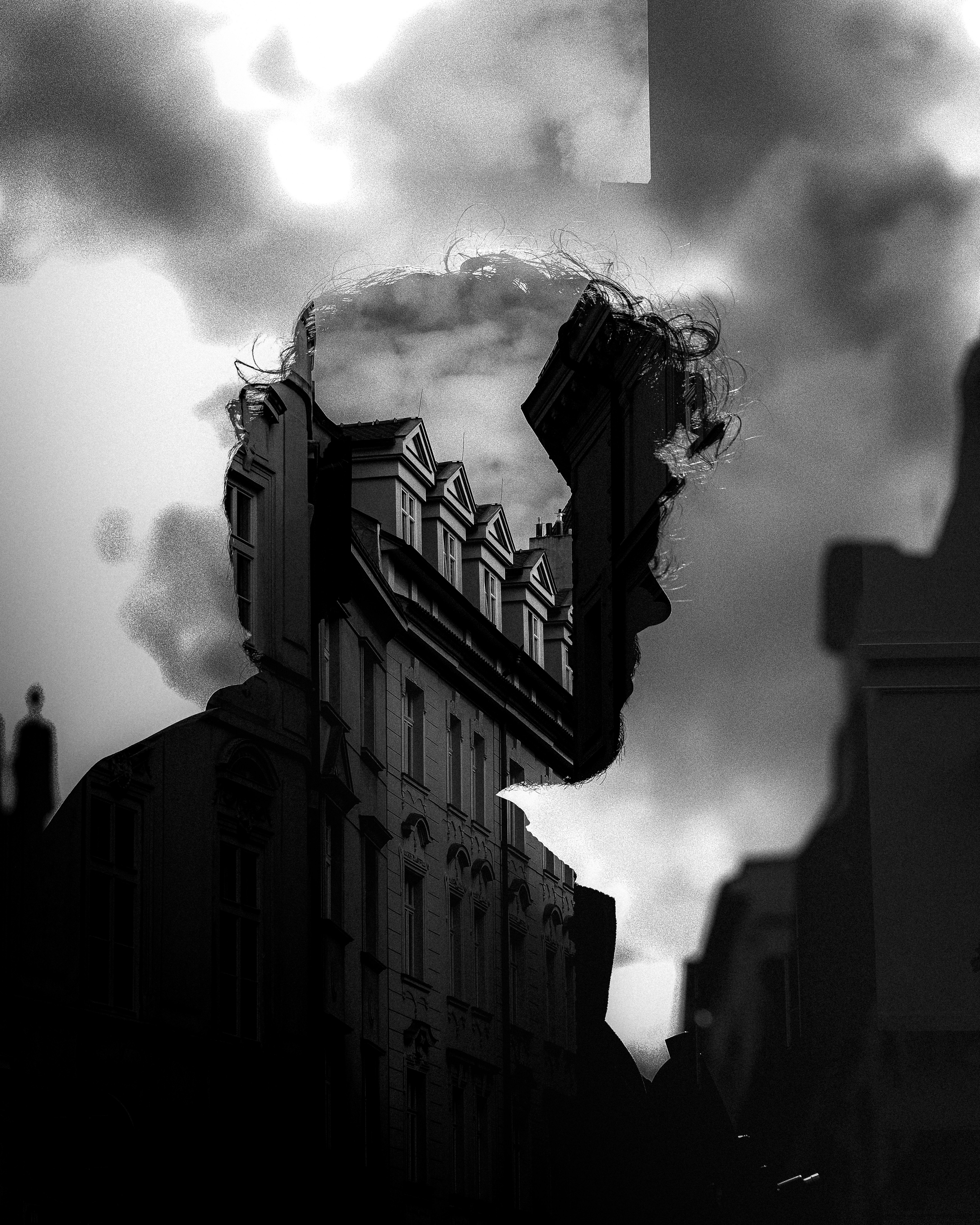 Double Exposure in the City: A Silhouette Within a Silhouette