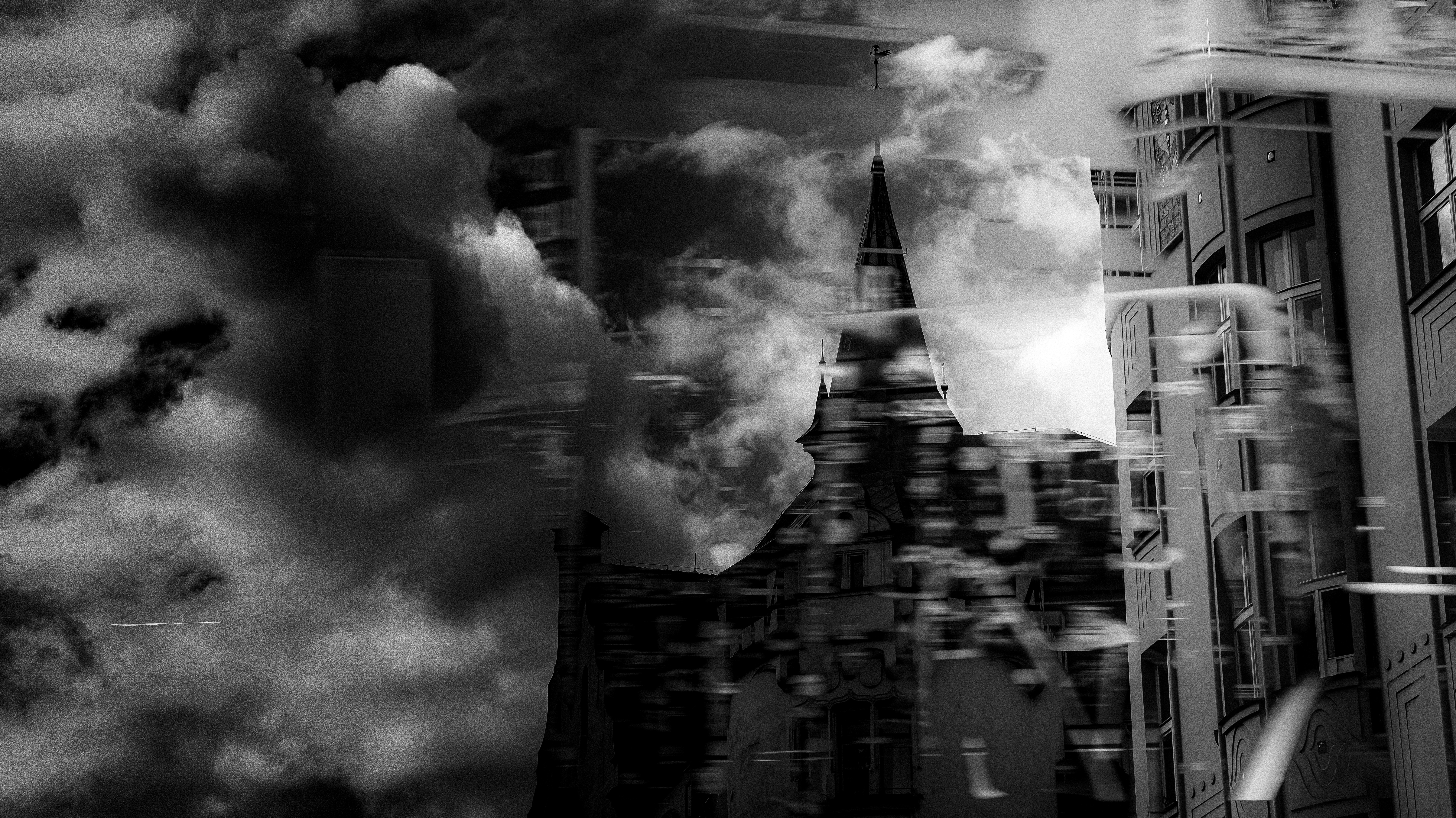 Towered Smokestacks: Urban Monochrome in Motion
