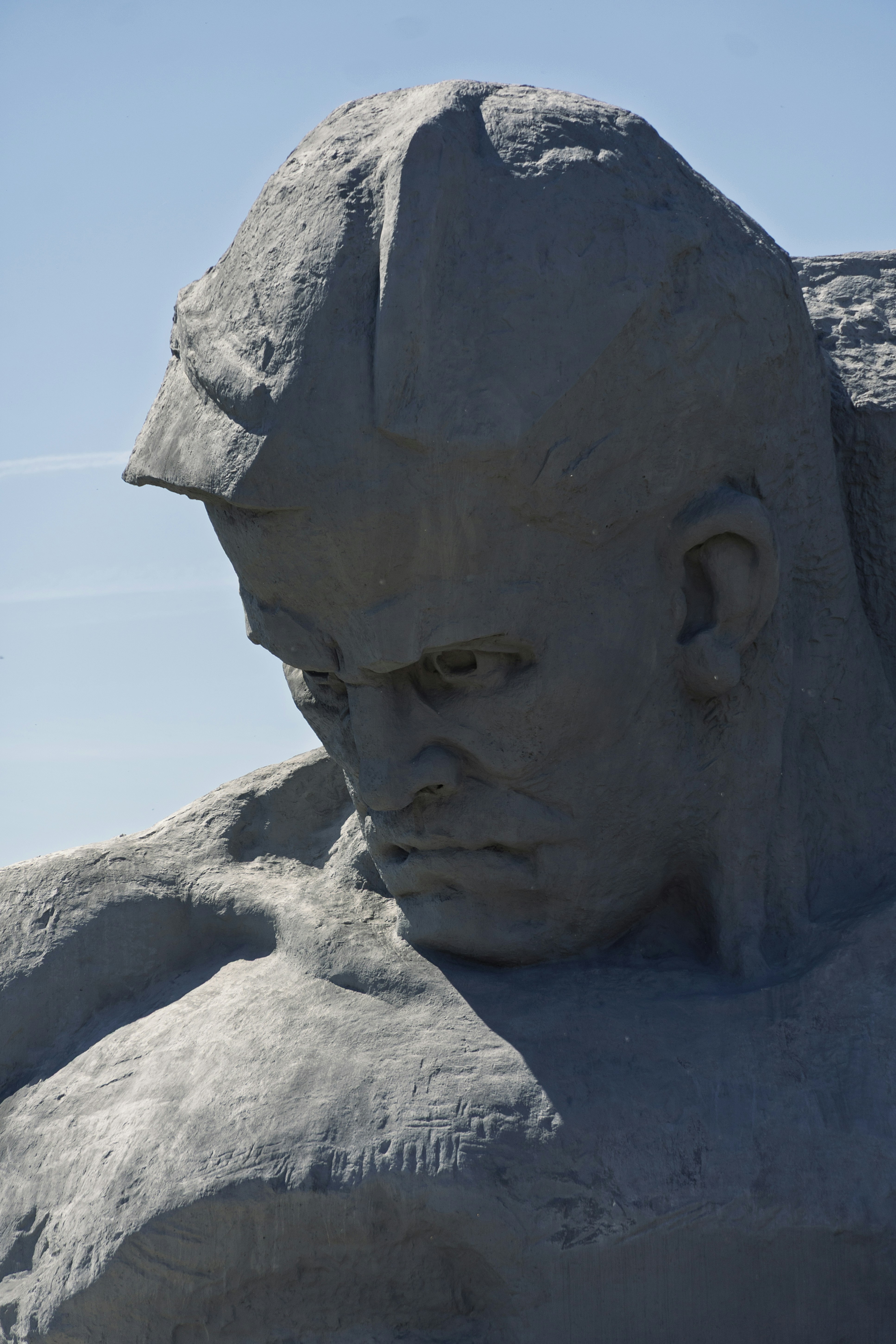 Stone Silhouette: A Harsh Portrait Carved from Sand
