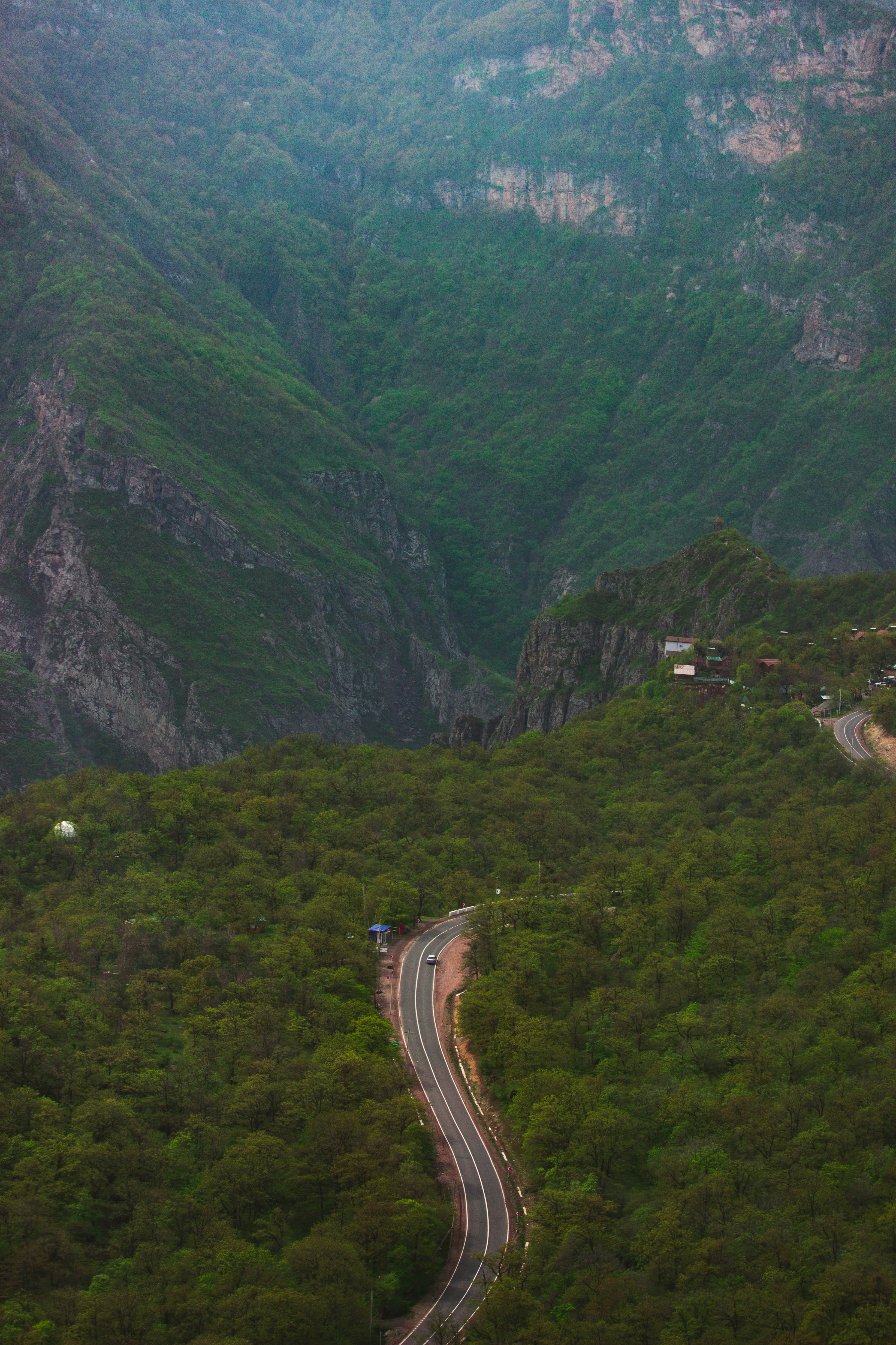 Winding Road through a Verdant Gorge