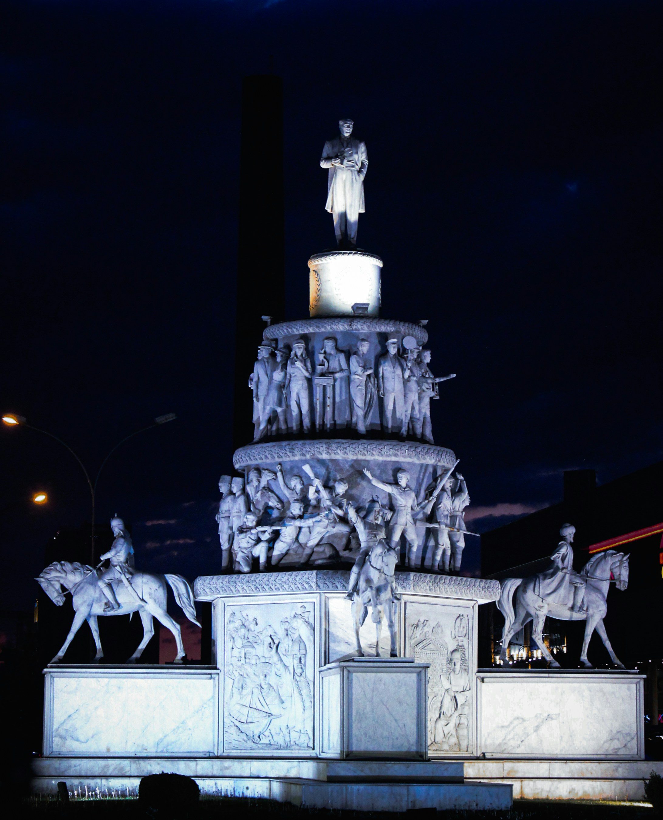 Luminous Monument: Night Portrait of a Tiered Victory