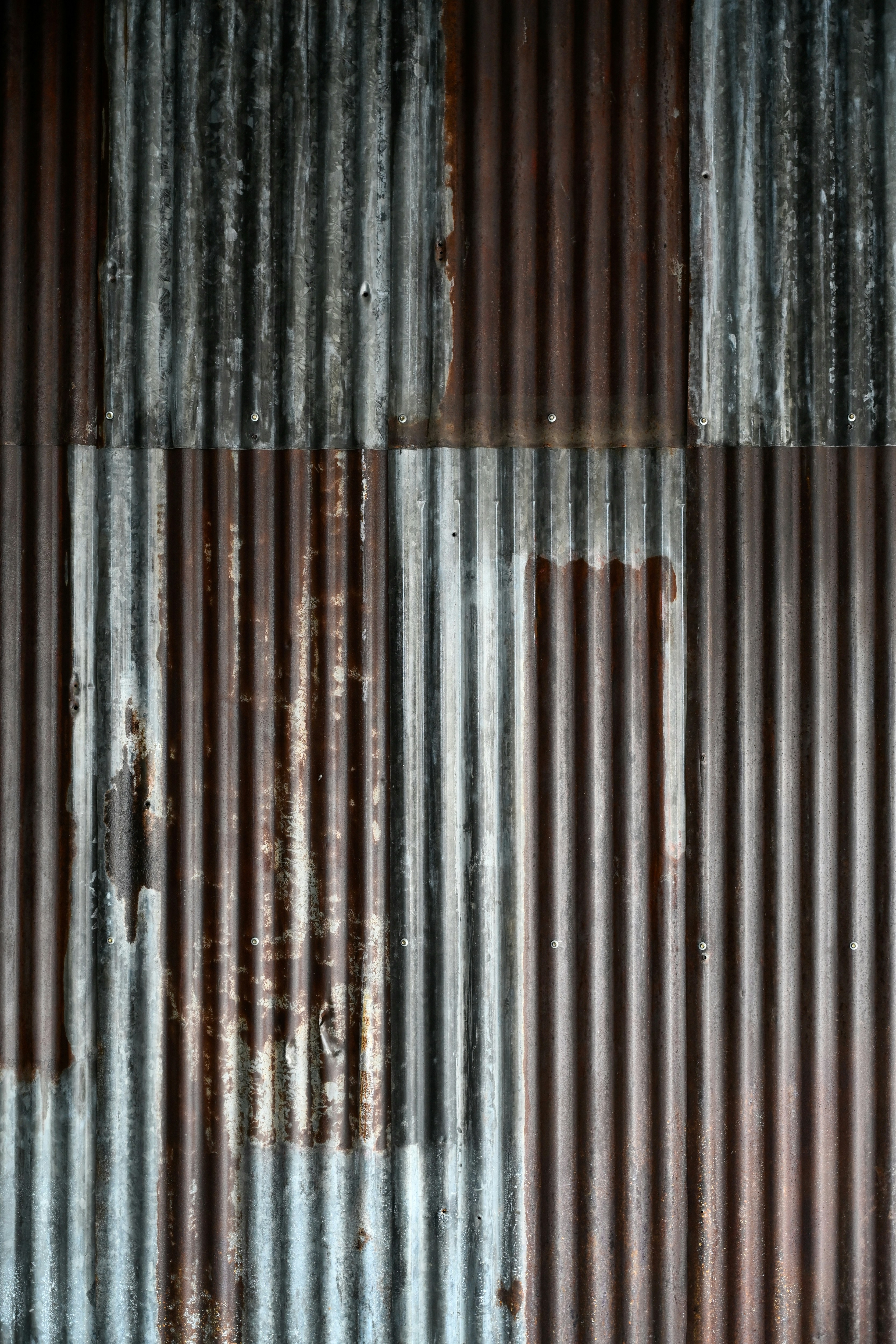 Rusted Rhythm: Corrugated Metal Panels in Muted Light