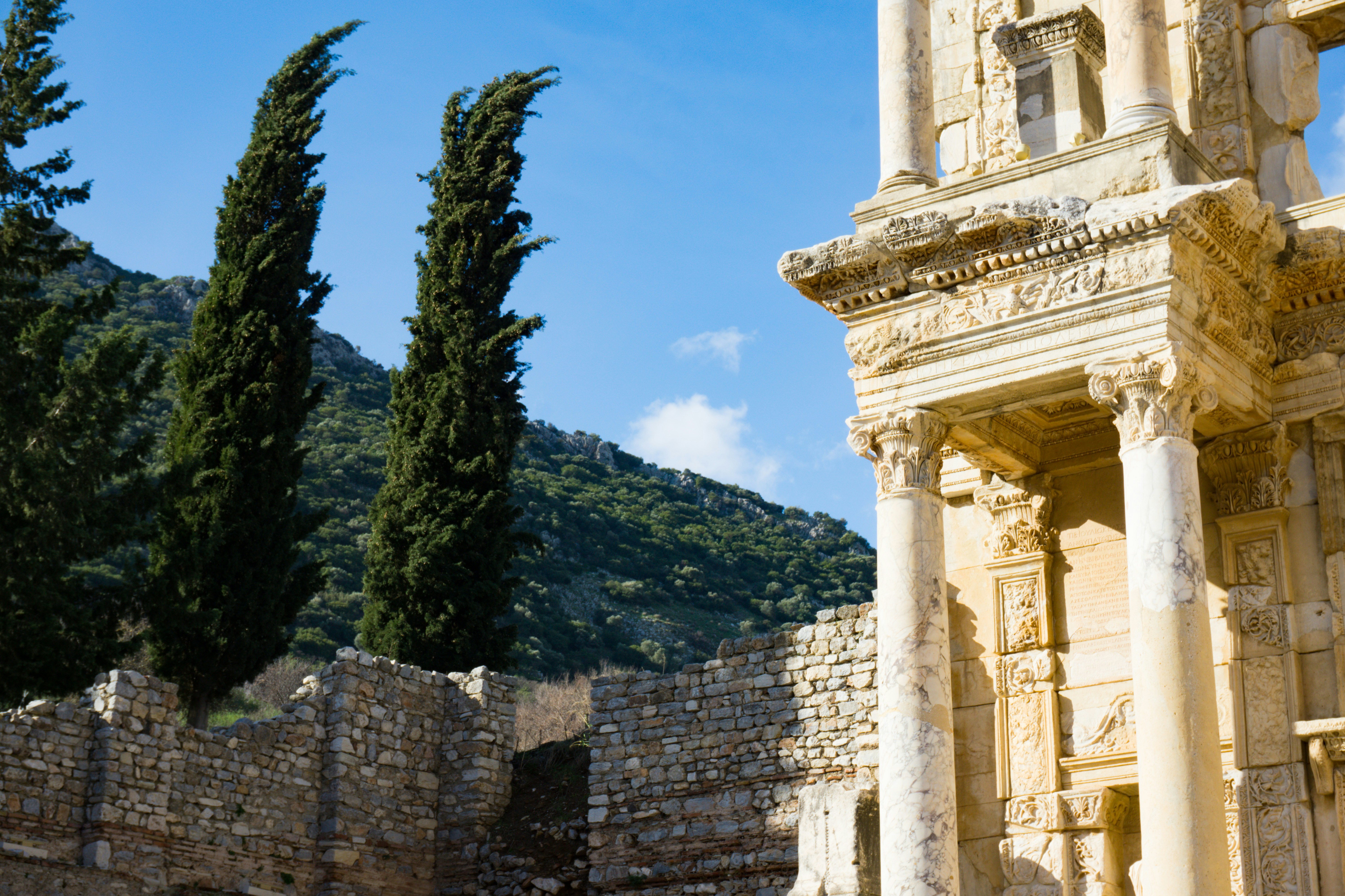 Ruins of Time: Ancient Facade Against a Mediterranean Sky