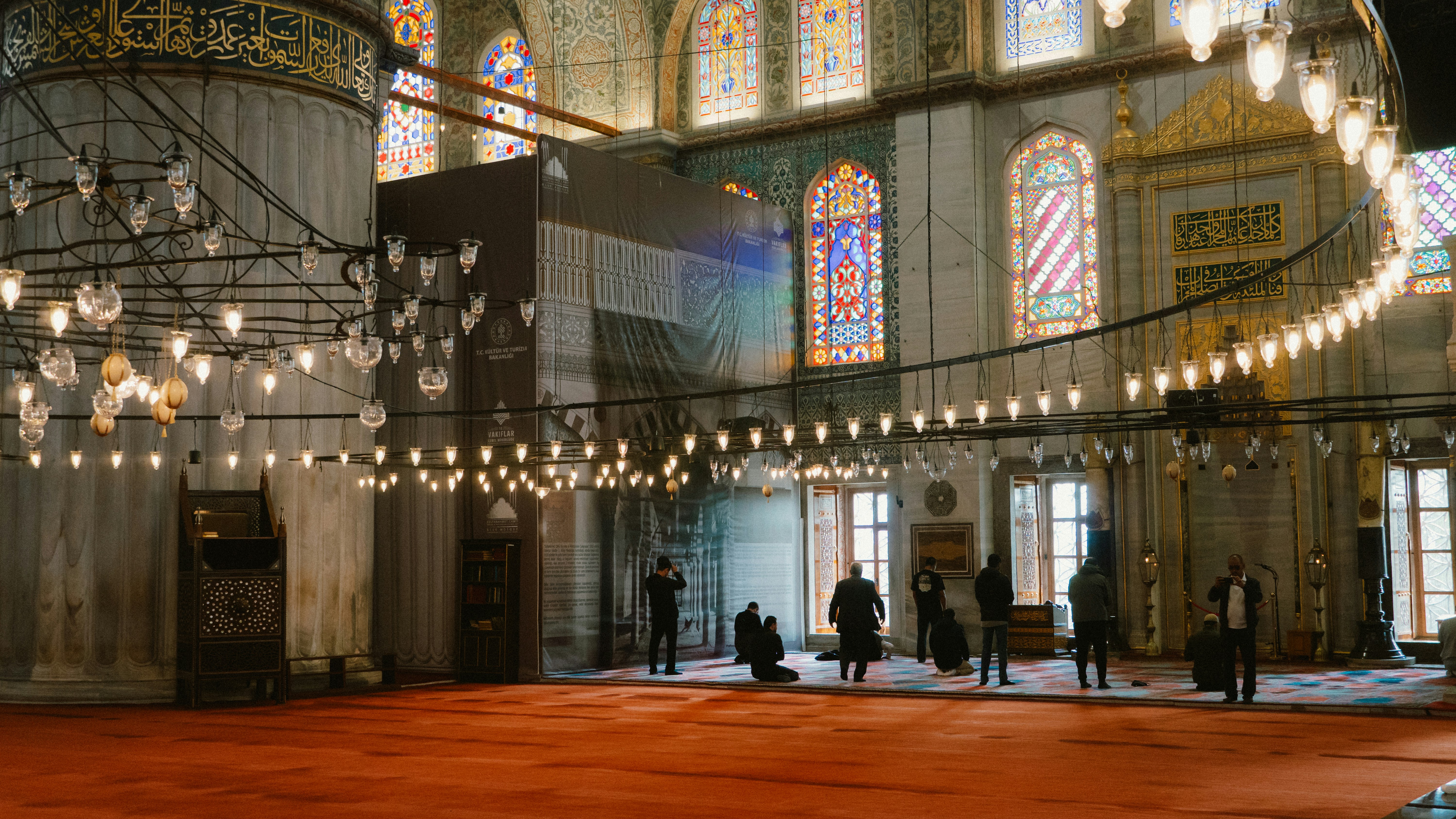 Strings of Light Over a Sacred Hall
