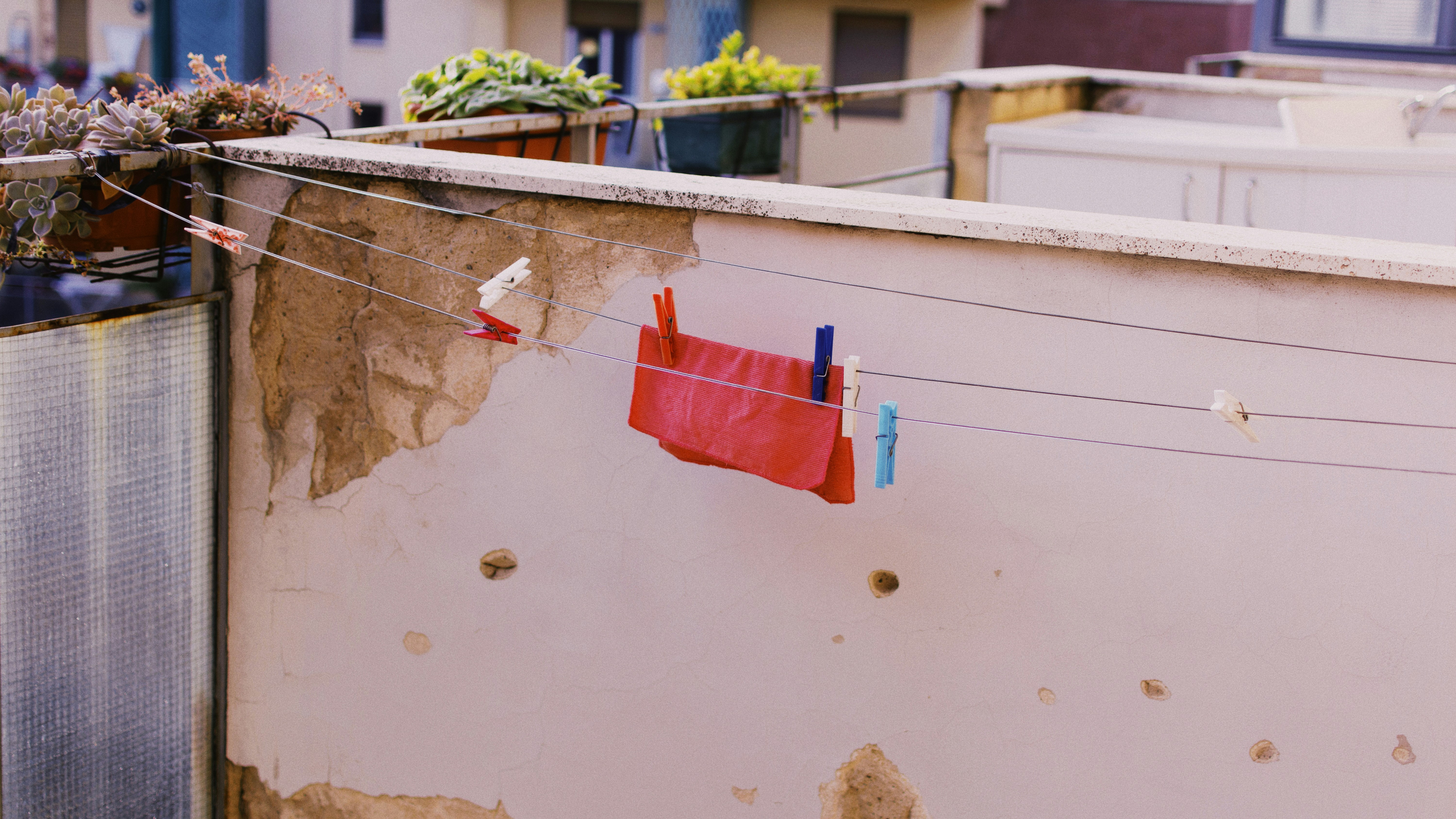 Laundry Line Portrait on a Sunlit Rooftop