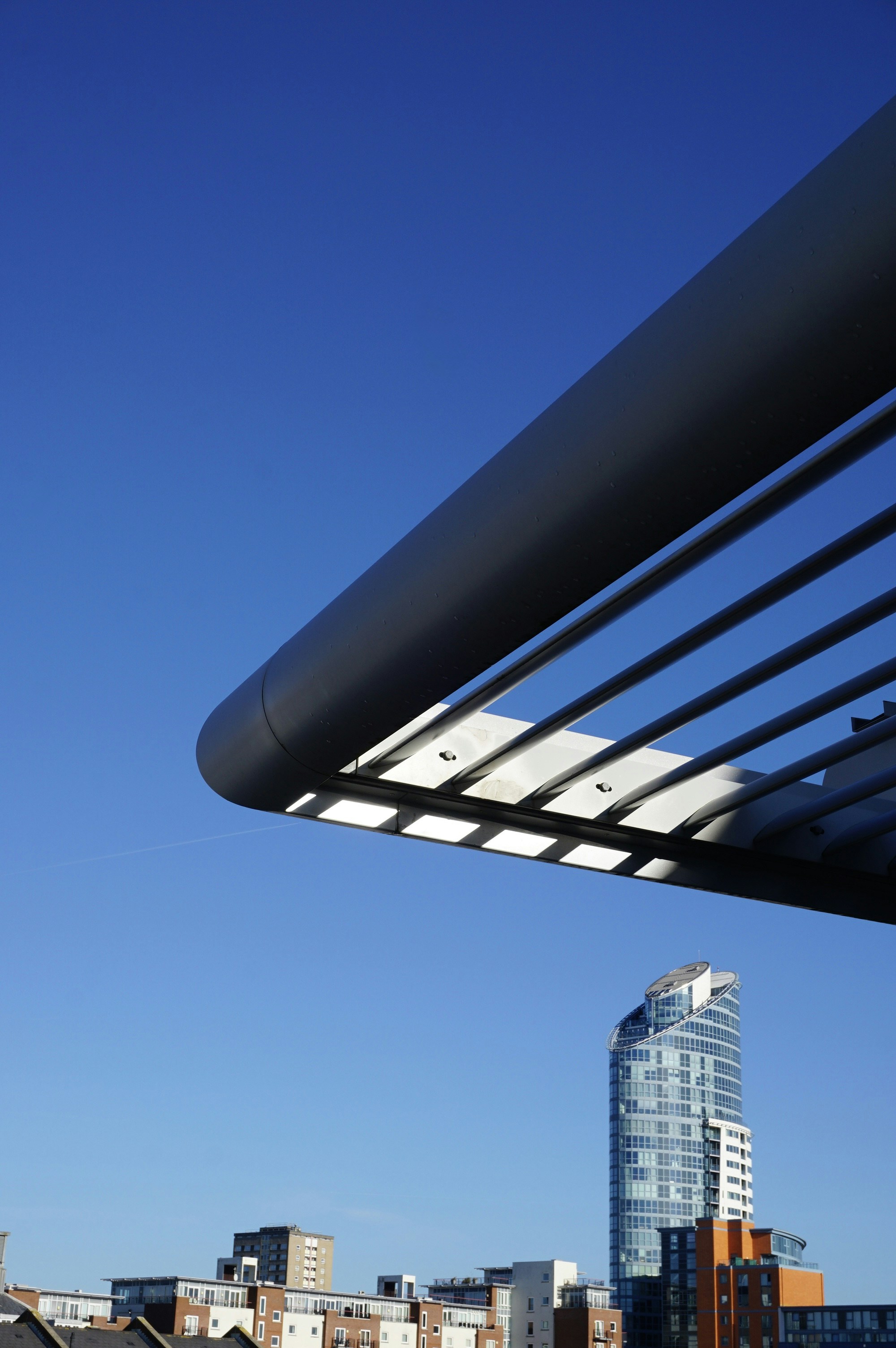 Blue Skyline Under Steel Canopy