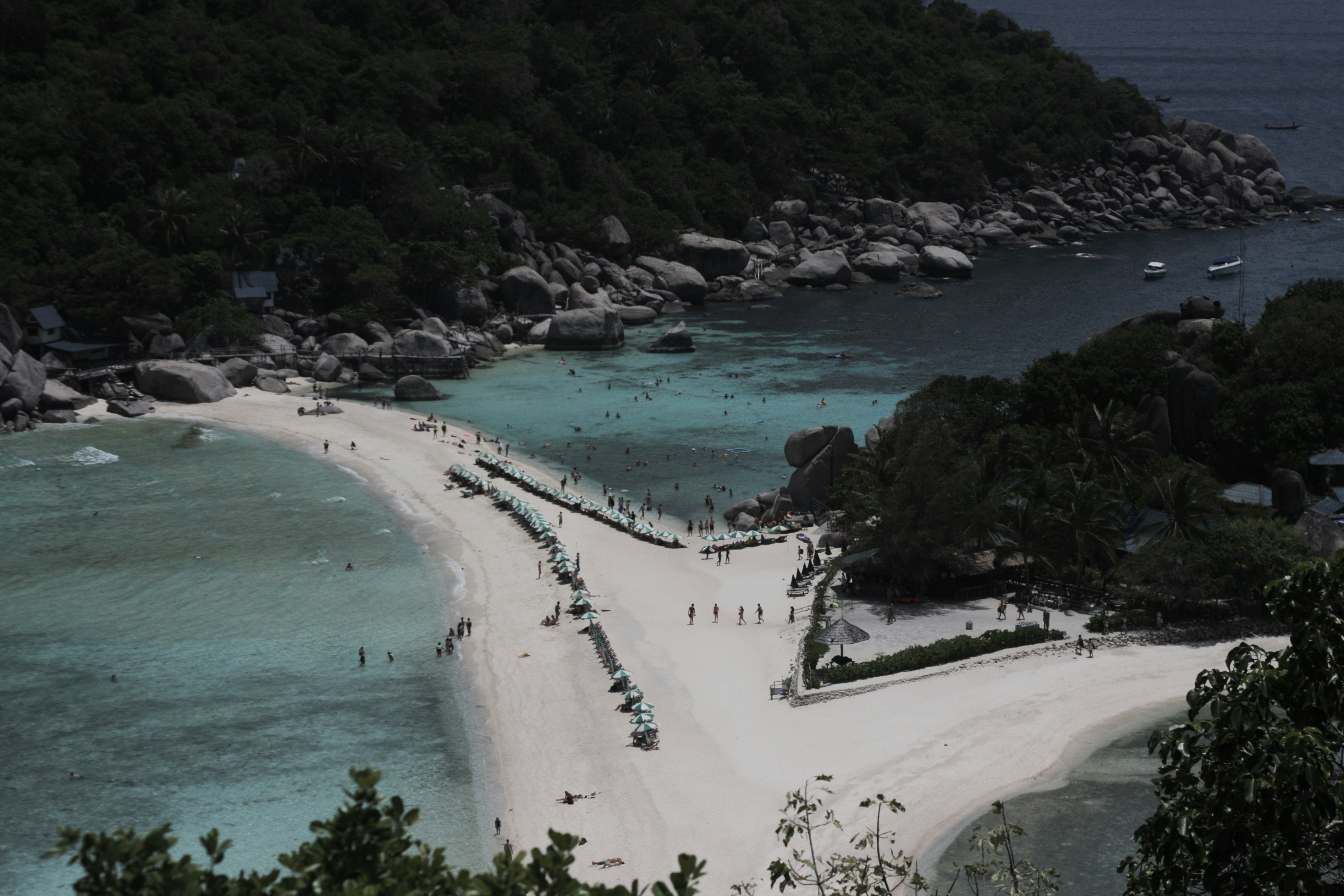 Coastal Path of White Sands Between Forested Promontories