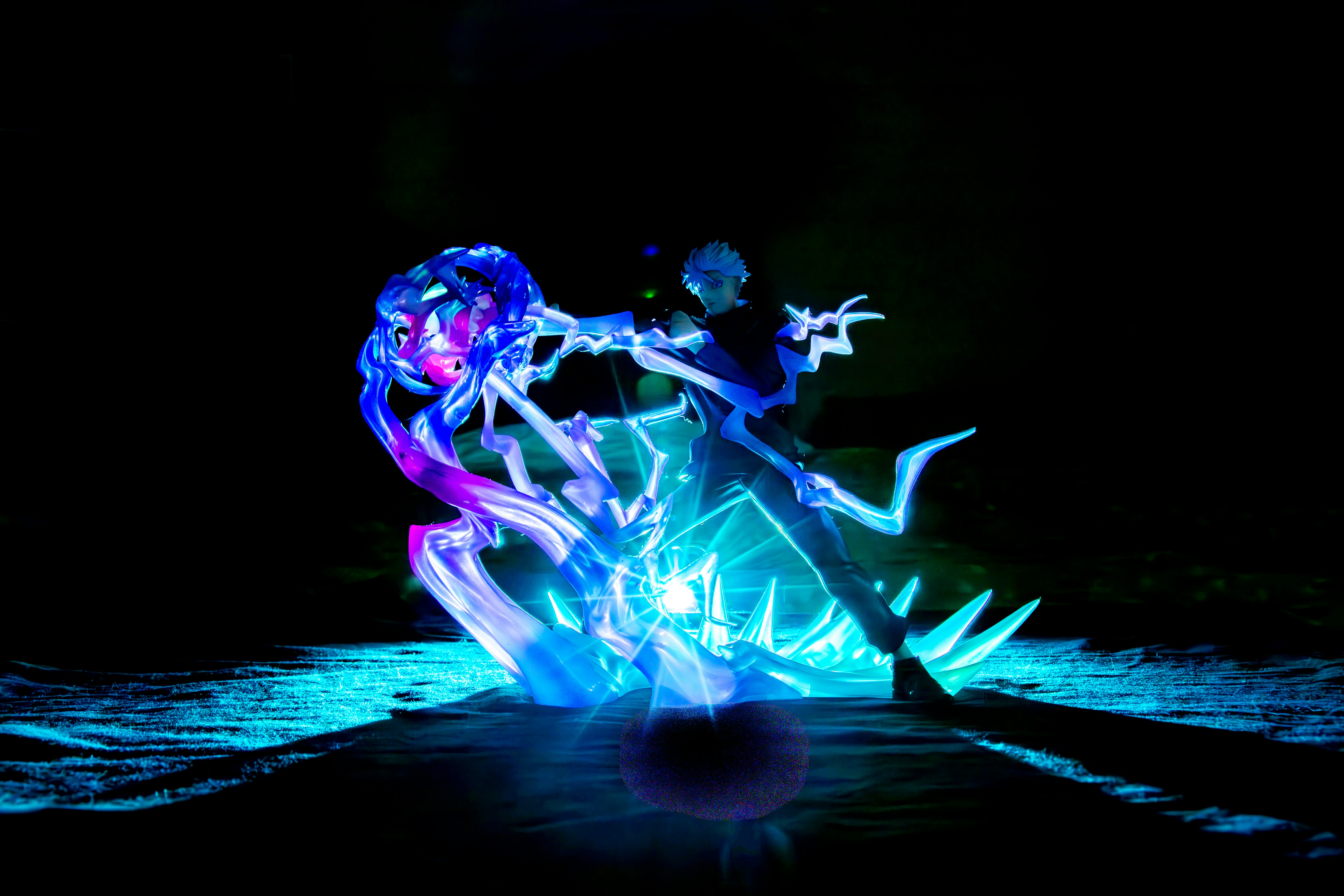 Neon Duel on Dark Tide: A Glowing Showdown