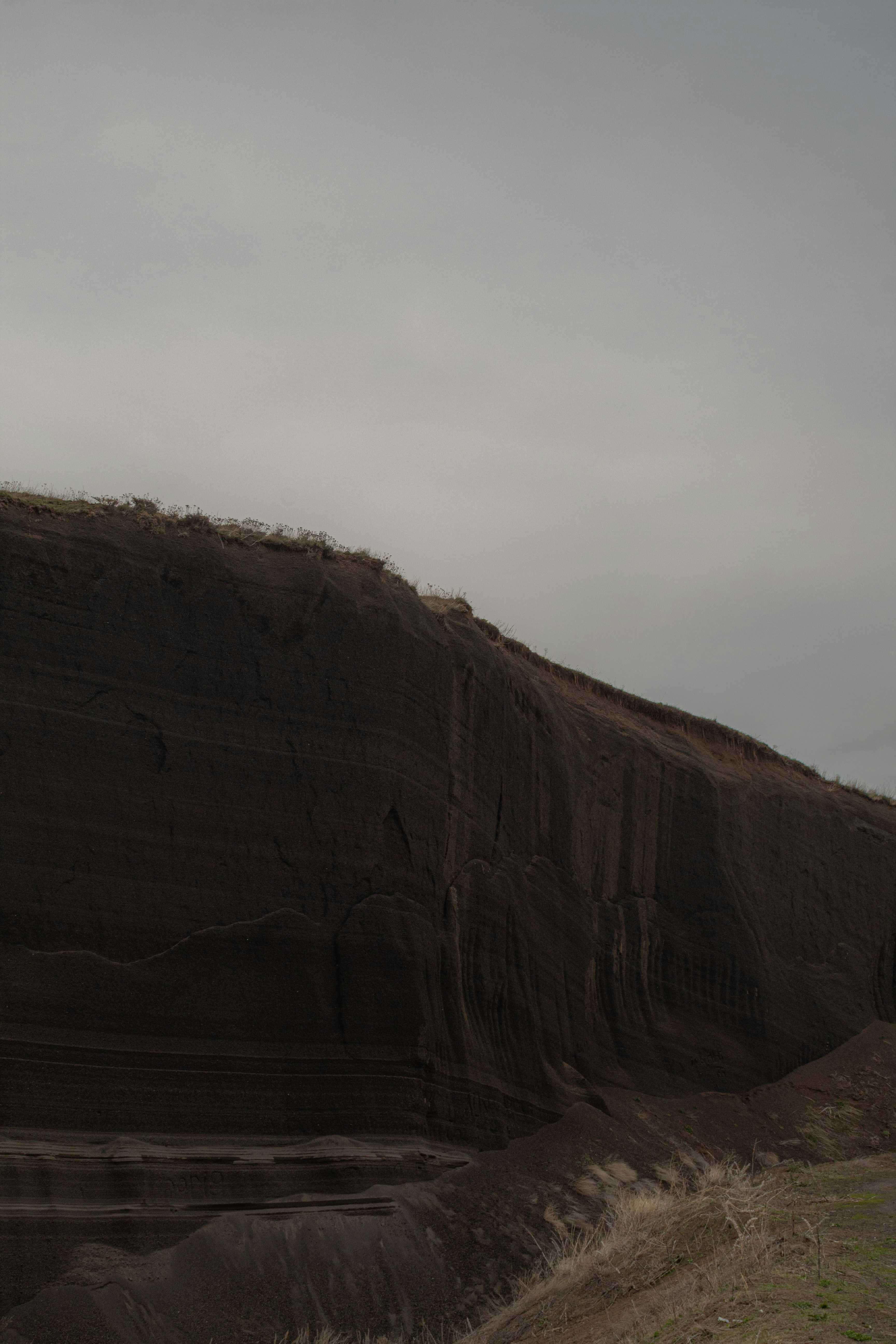 Dramatic Cliff Edge Under Overcast Sky