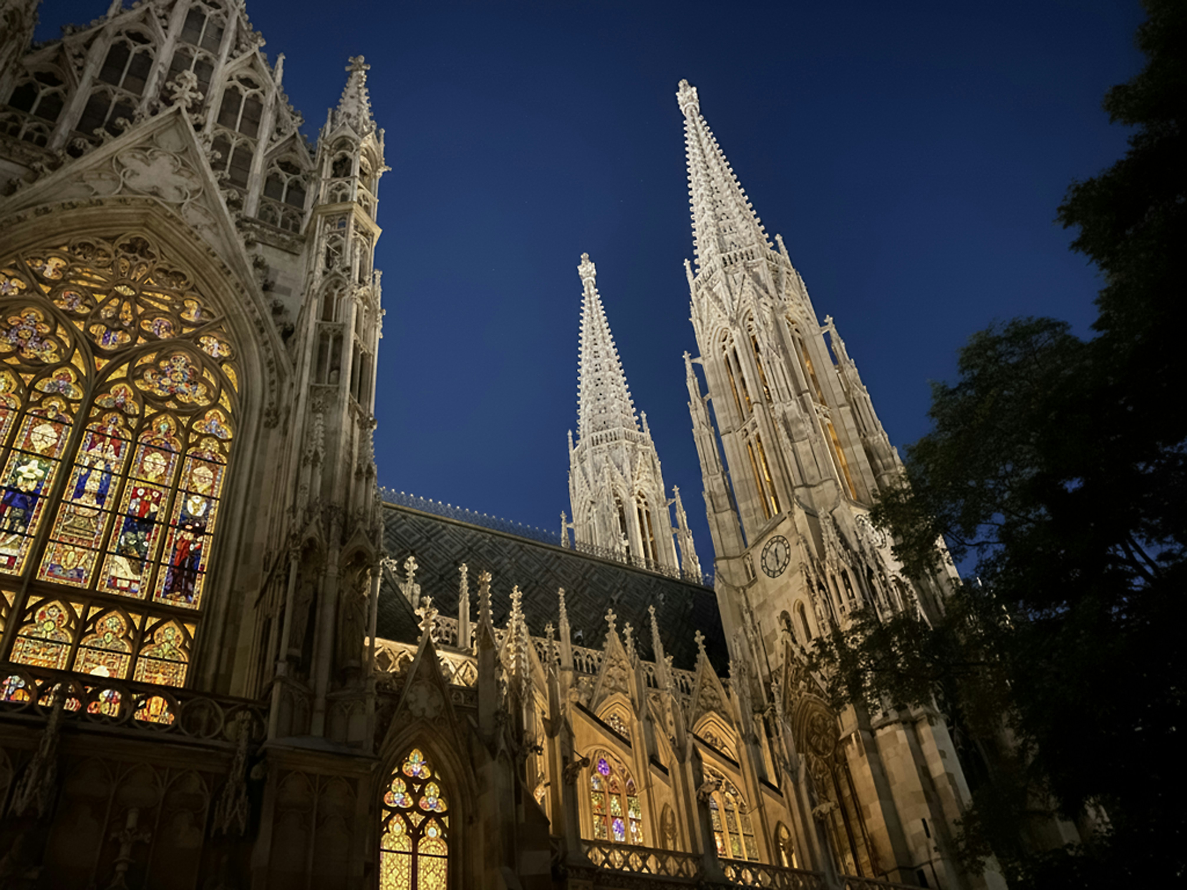Gothic Grandeur: Nightfall at the Cathedral’s Glass