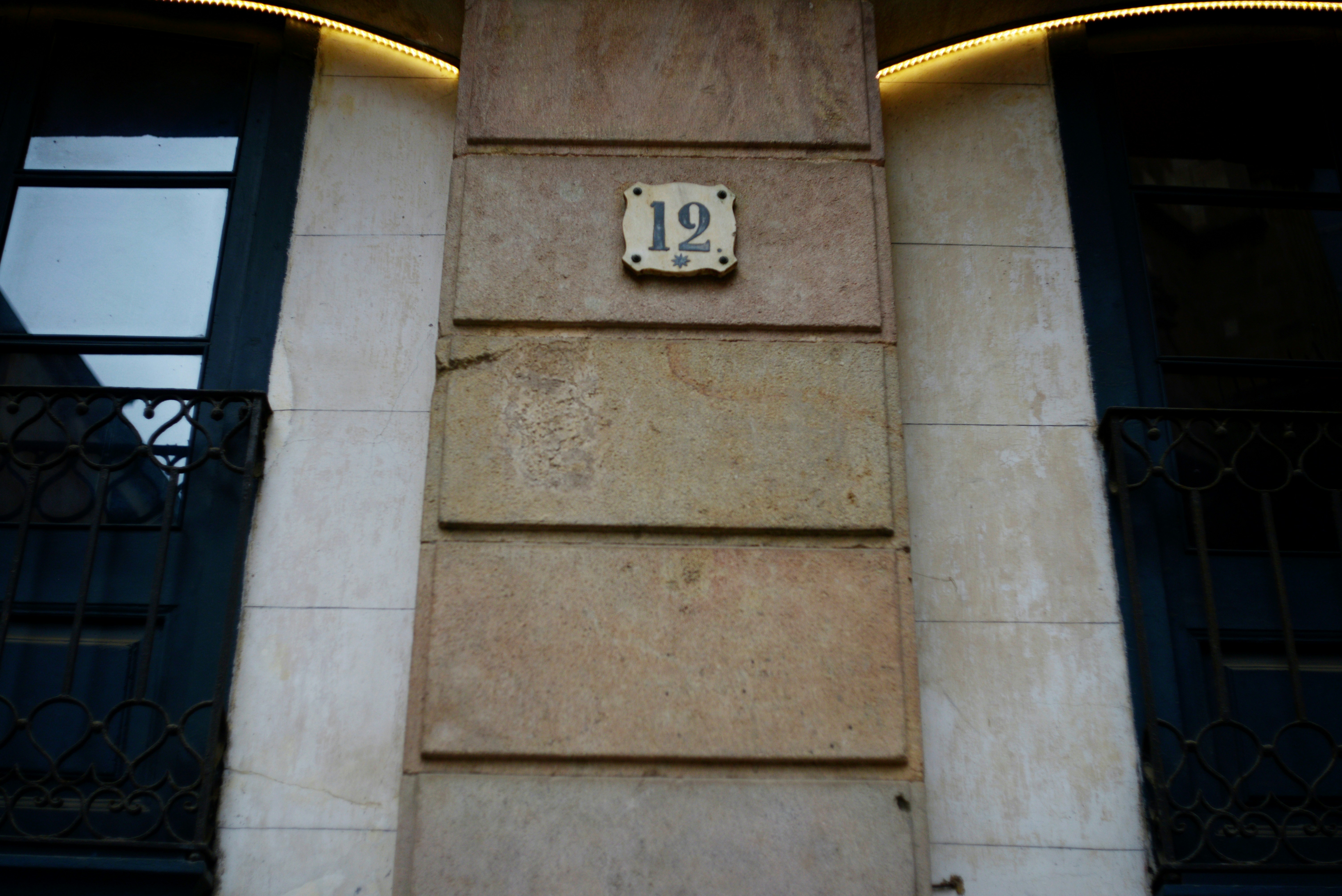 Stone Facade with Centered House Number 12