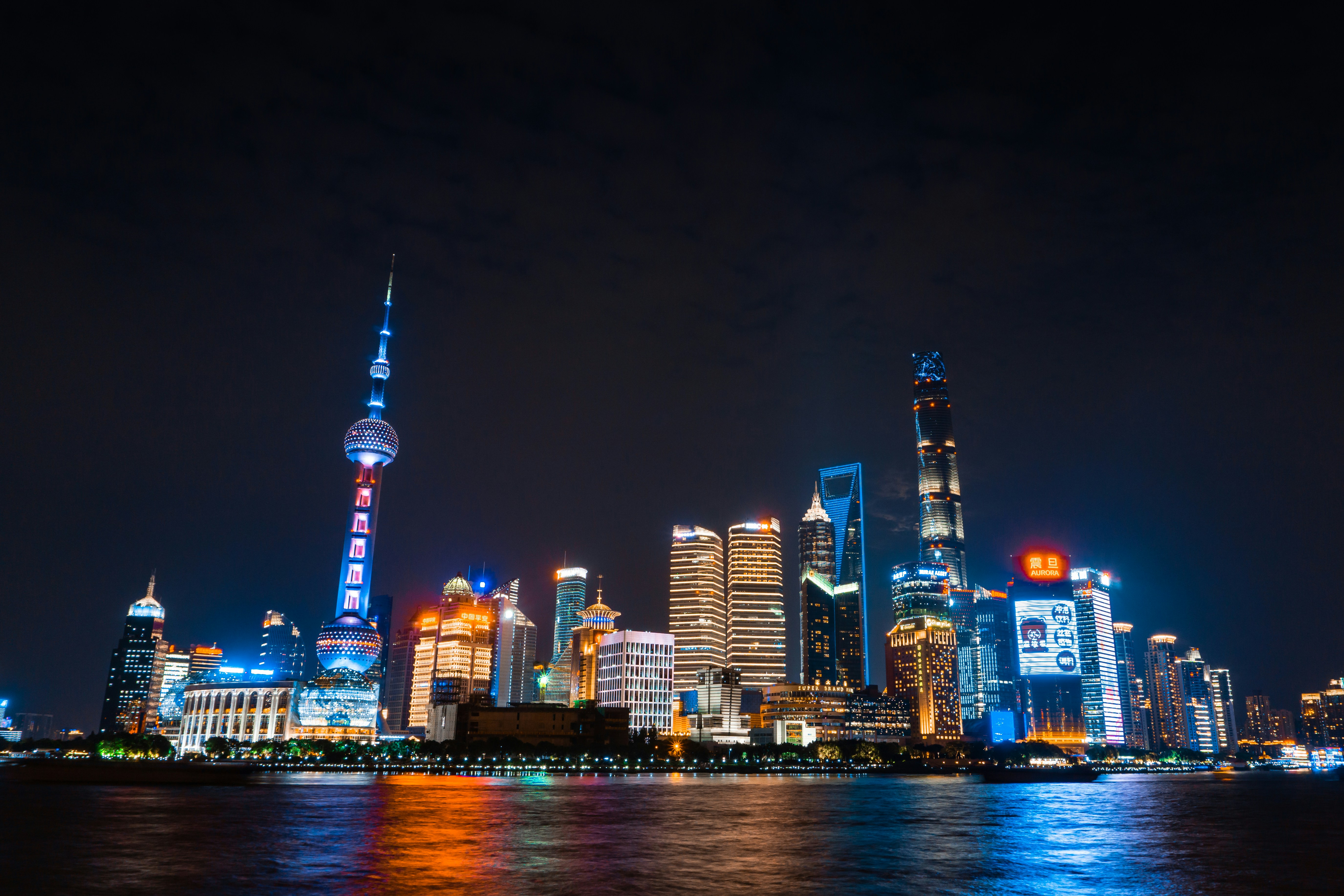 Neon Cascade Over the Bund: Shanghai at Night
