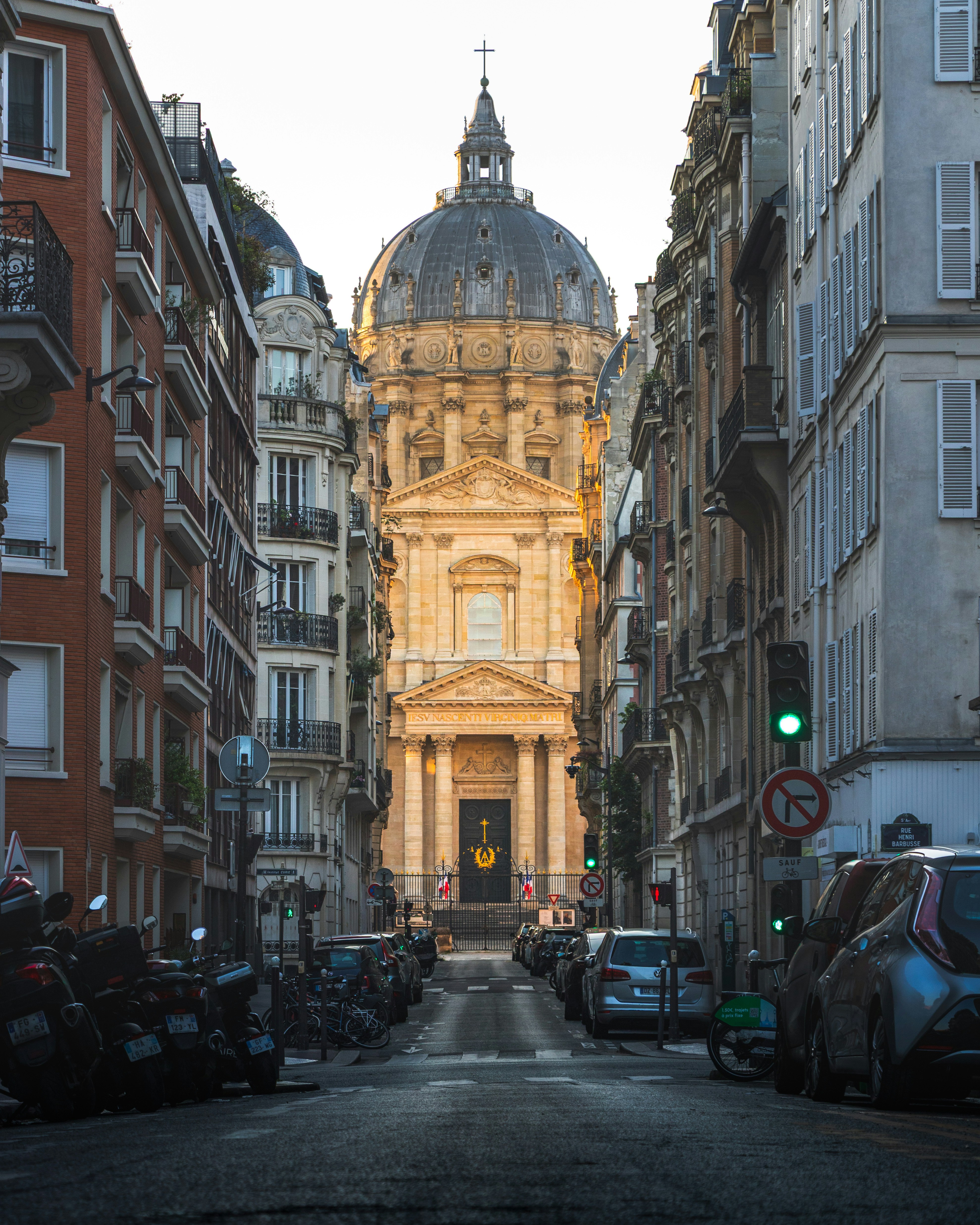 Cathedral in the Evening Canyon: A Parisian Street Converges on Saint-Sulpice’s Silhouette