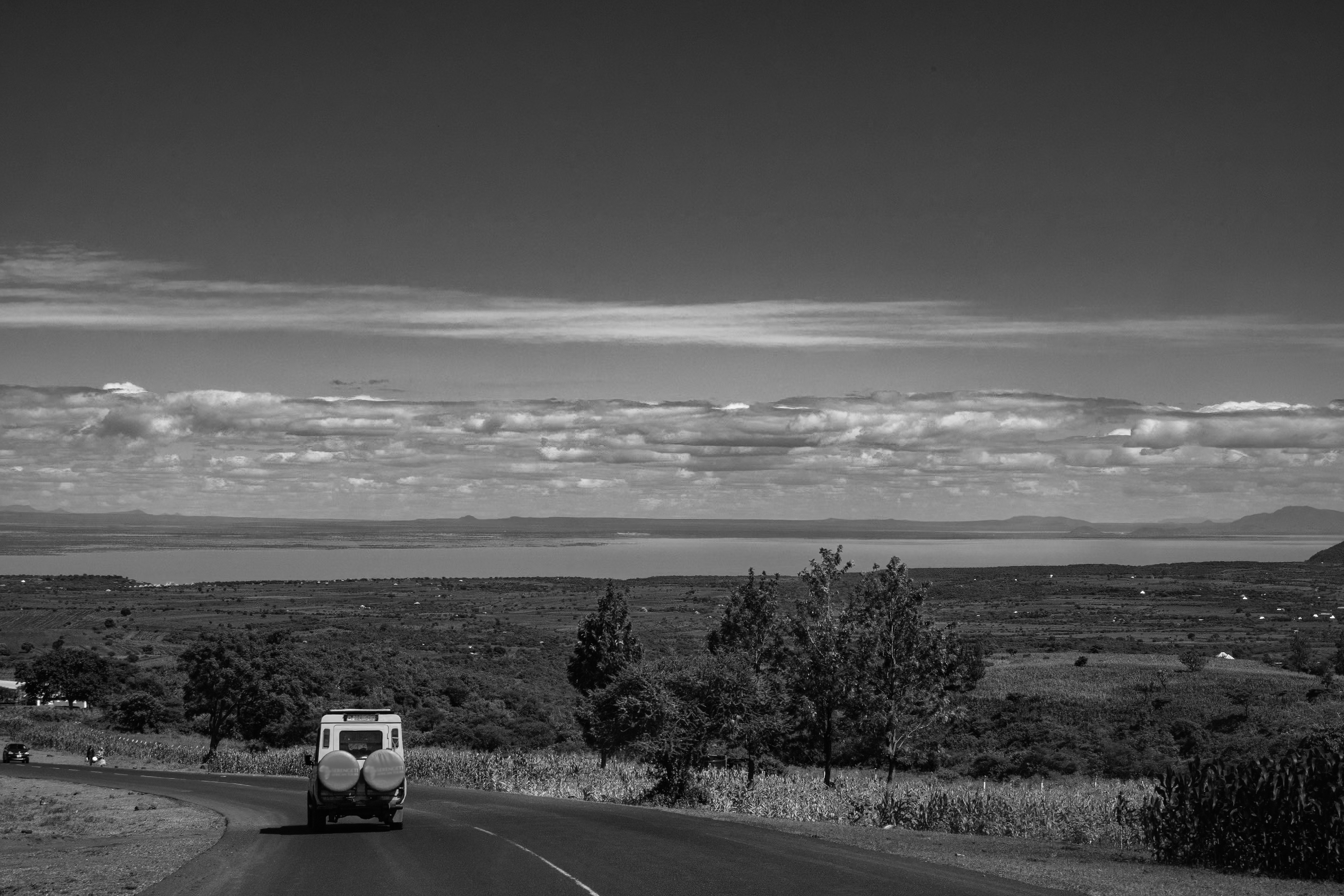 Roadside Escape: A Vintage Van Travels the Wide-Open Desert Road