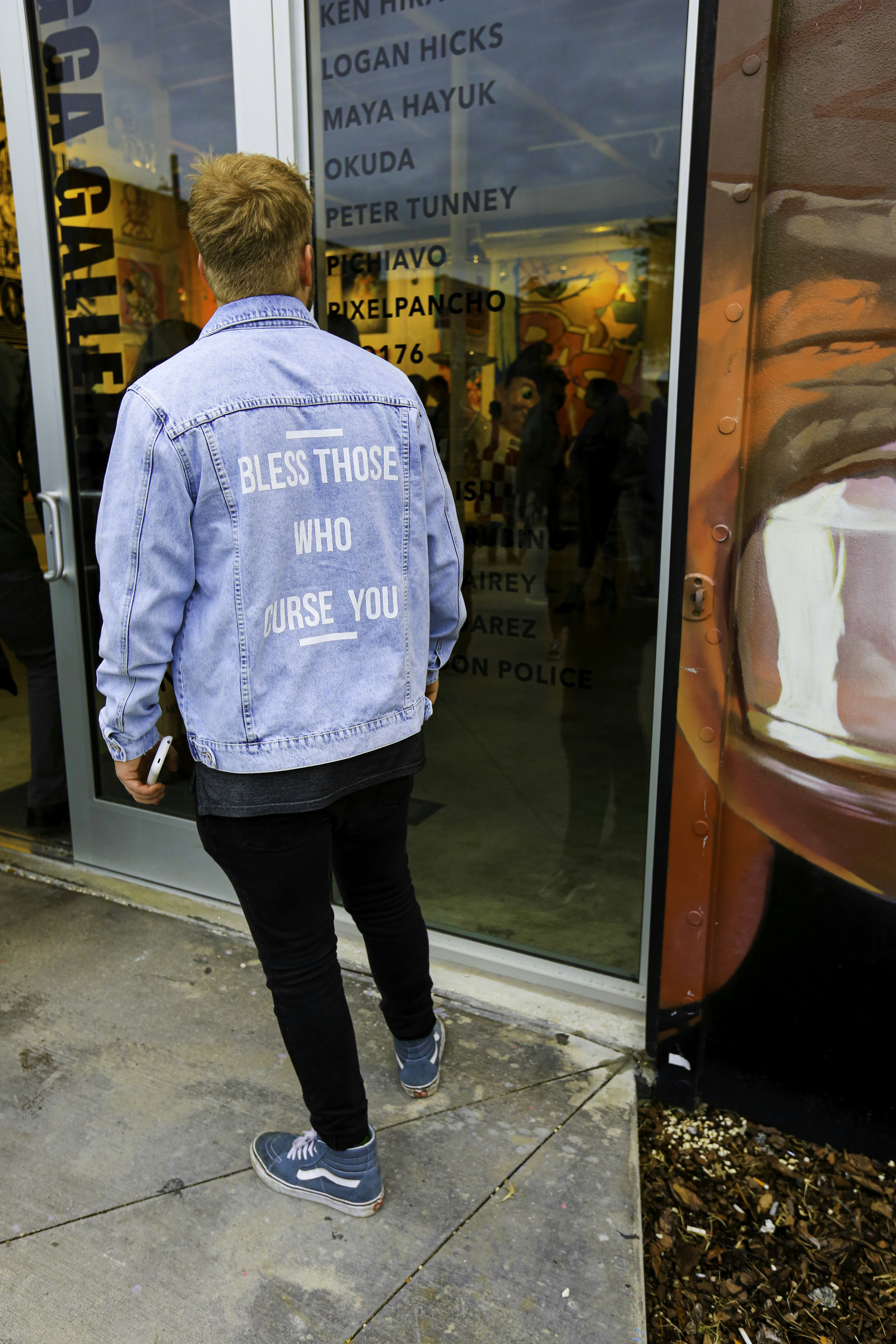 Denim Portrait: Streetwear with Neon Reflections