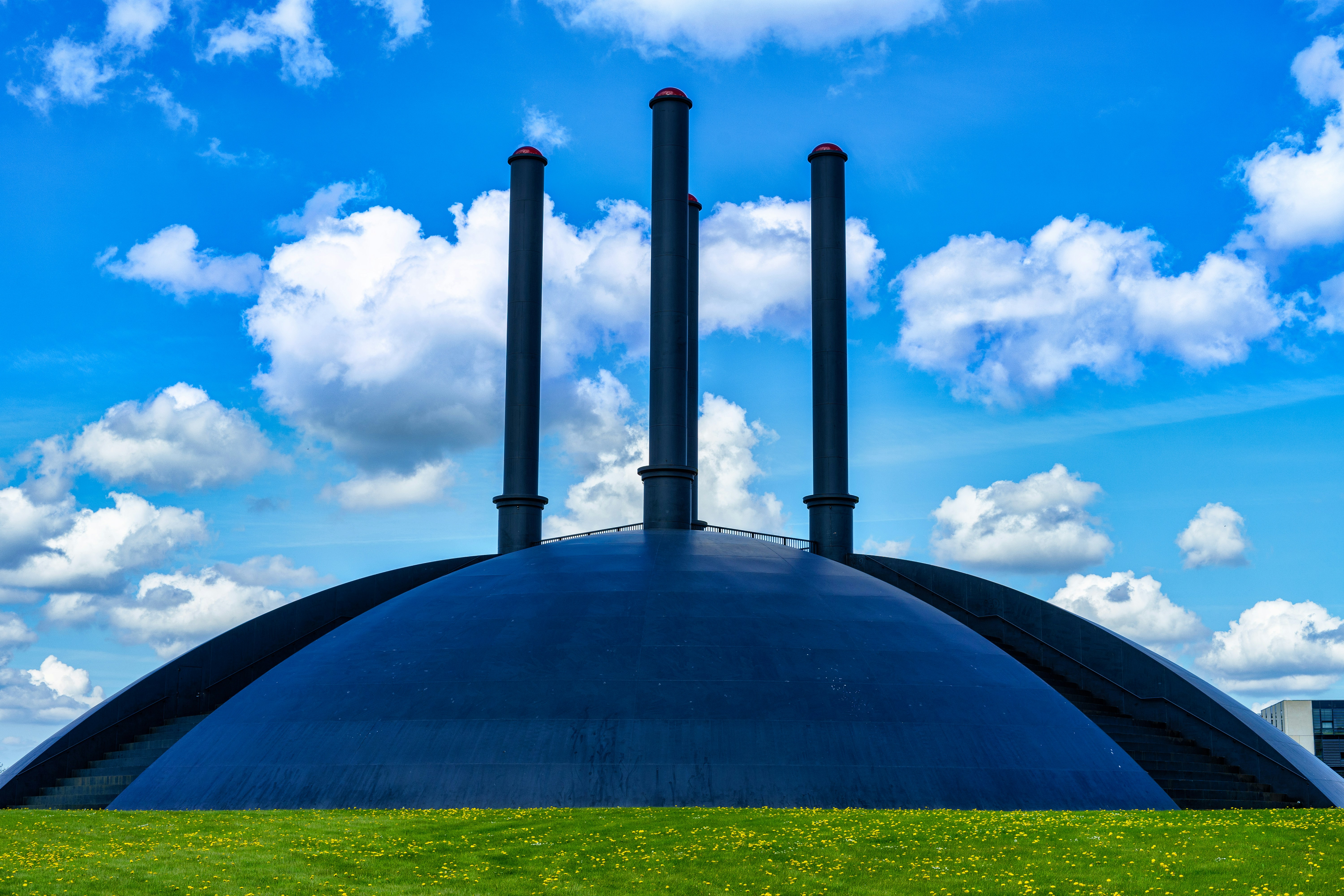 Industrial Dome Under a Wide Blue Sky