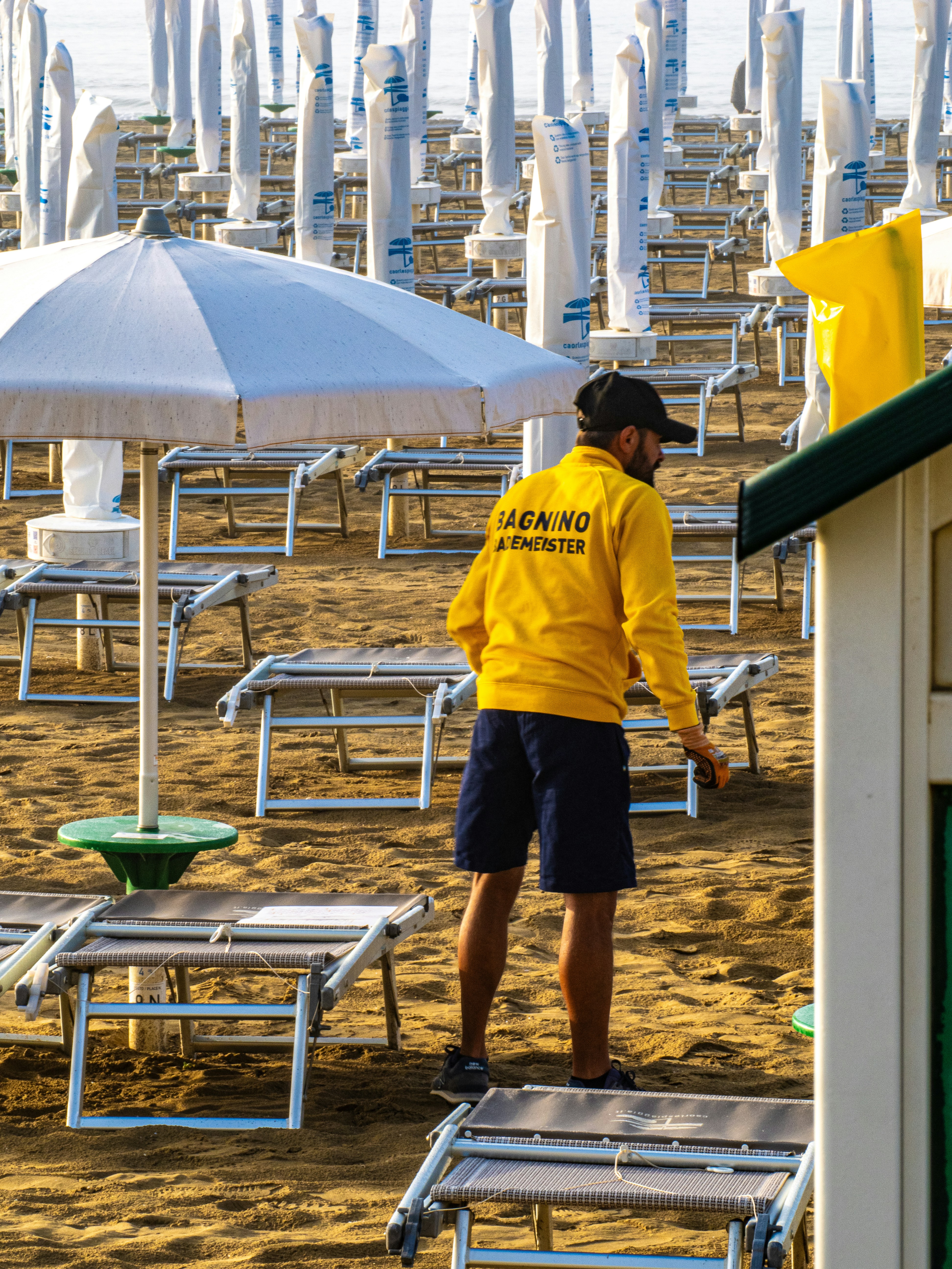 Yellow Sweatshirt at the Sunlit Beach Shuffle