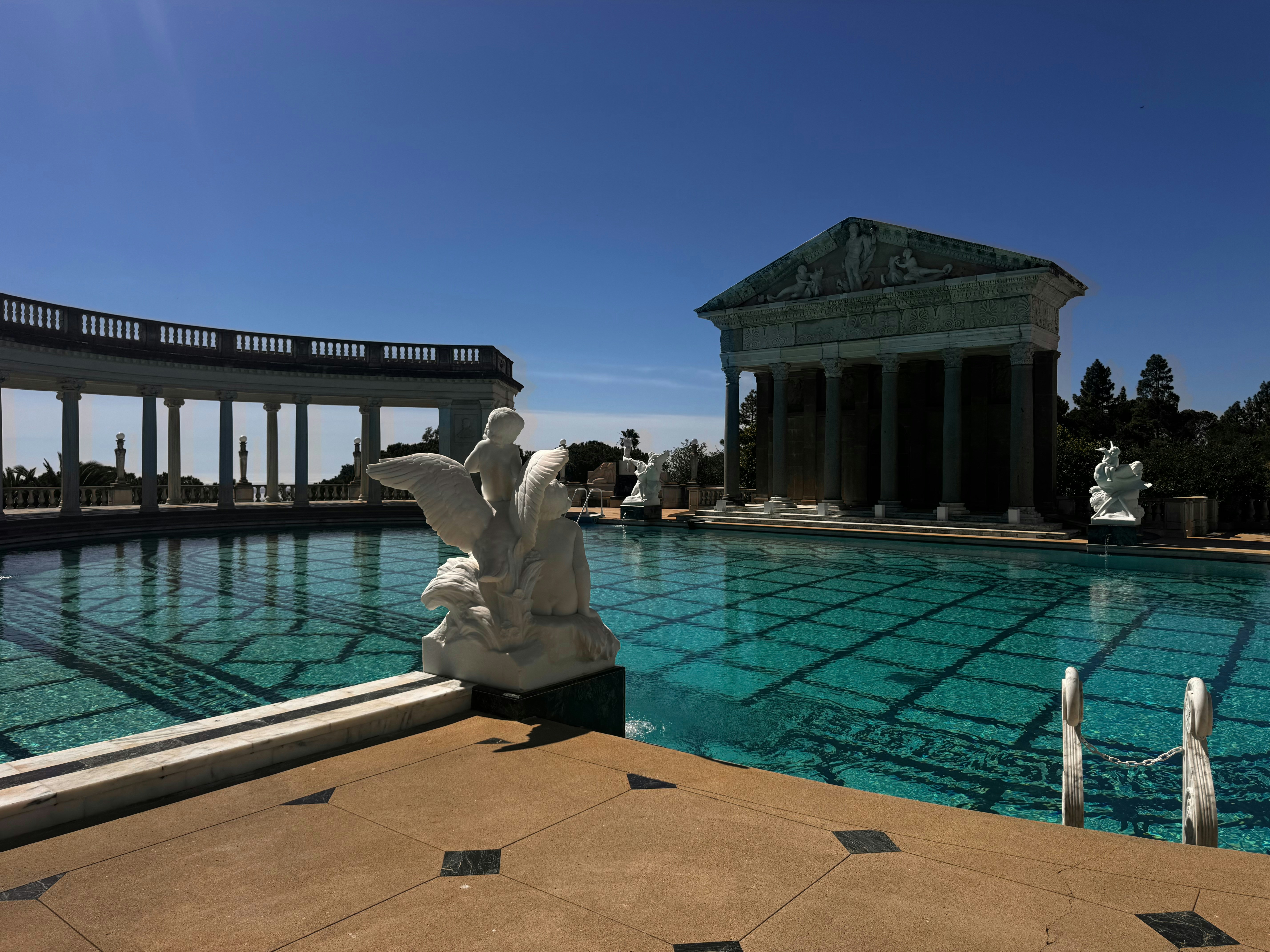 Terracotta Steps and Marble Temple: A Quiet Poolside Moment