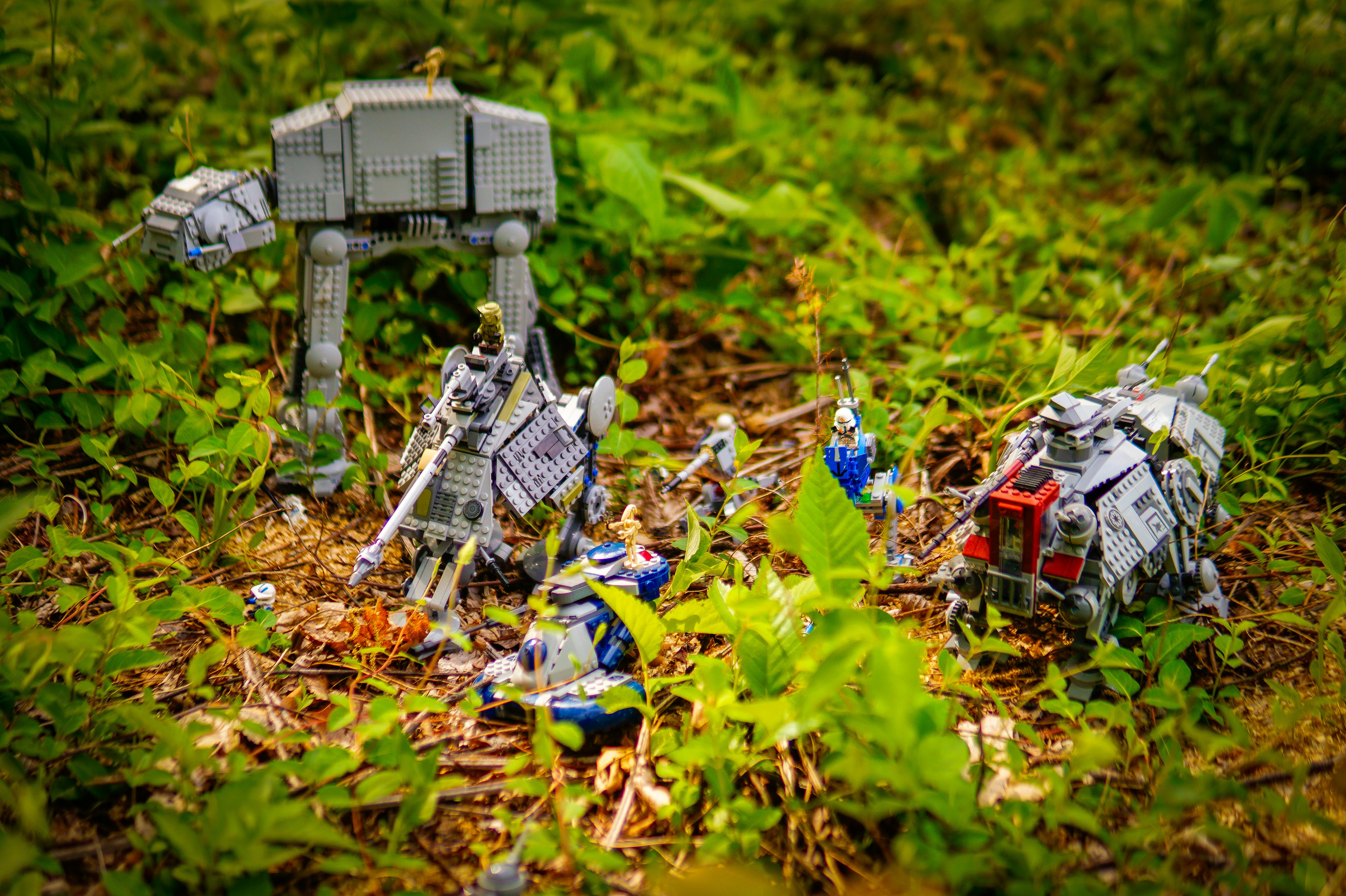 Lego Scout Patrol in a Mossy Clearing