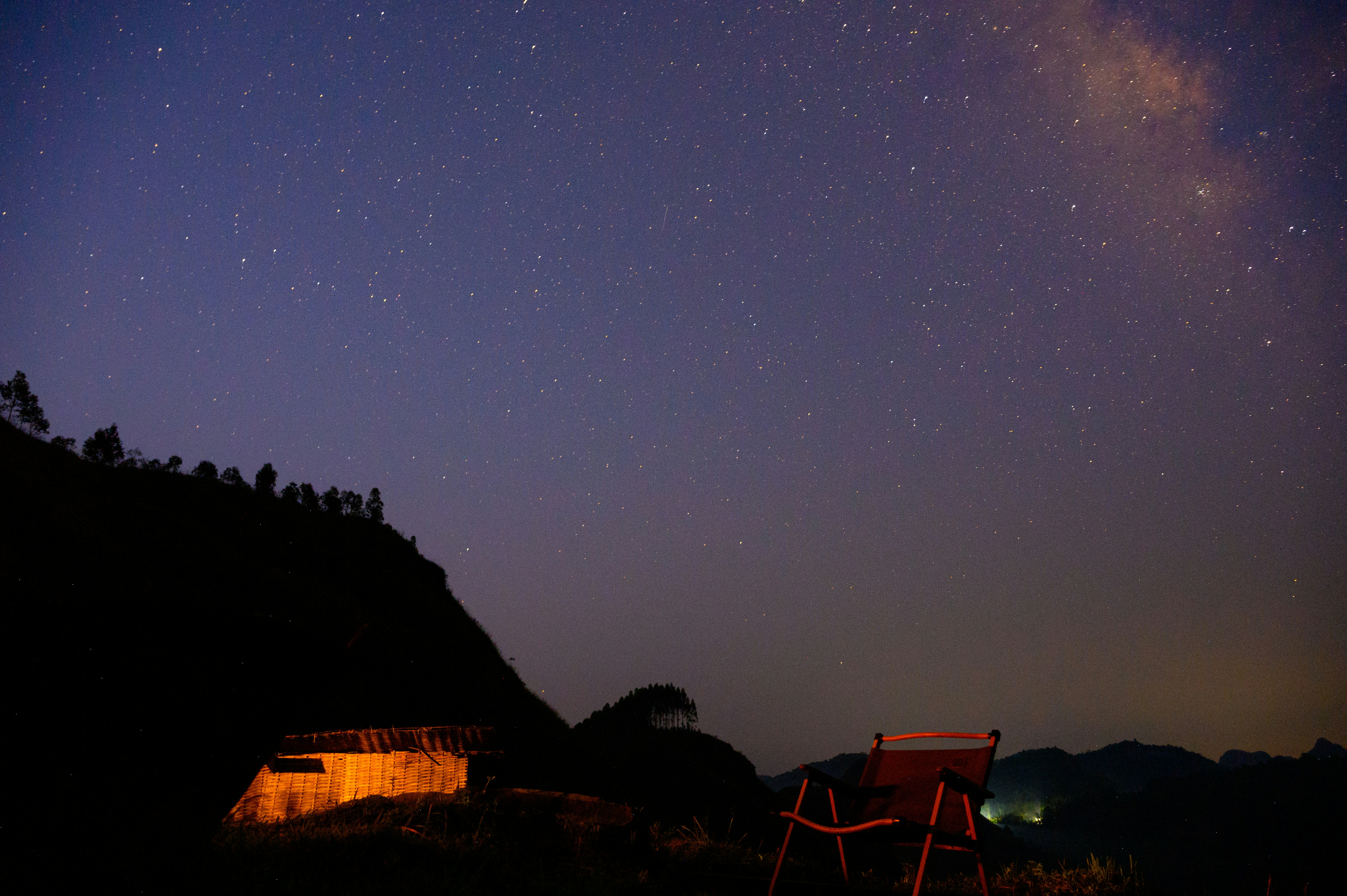 Night Under the Milky Way: Quiet Campsite by the Ridge