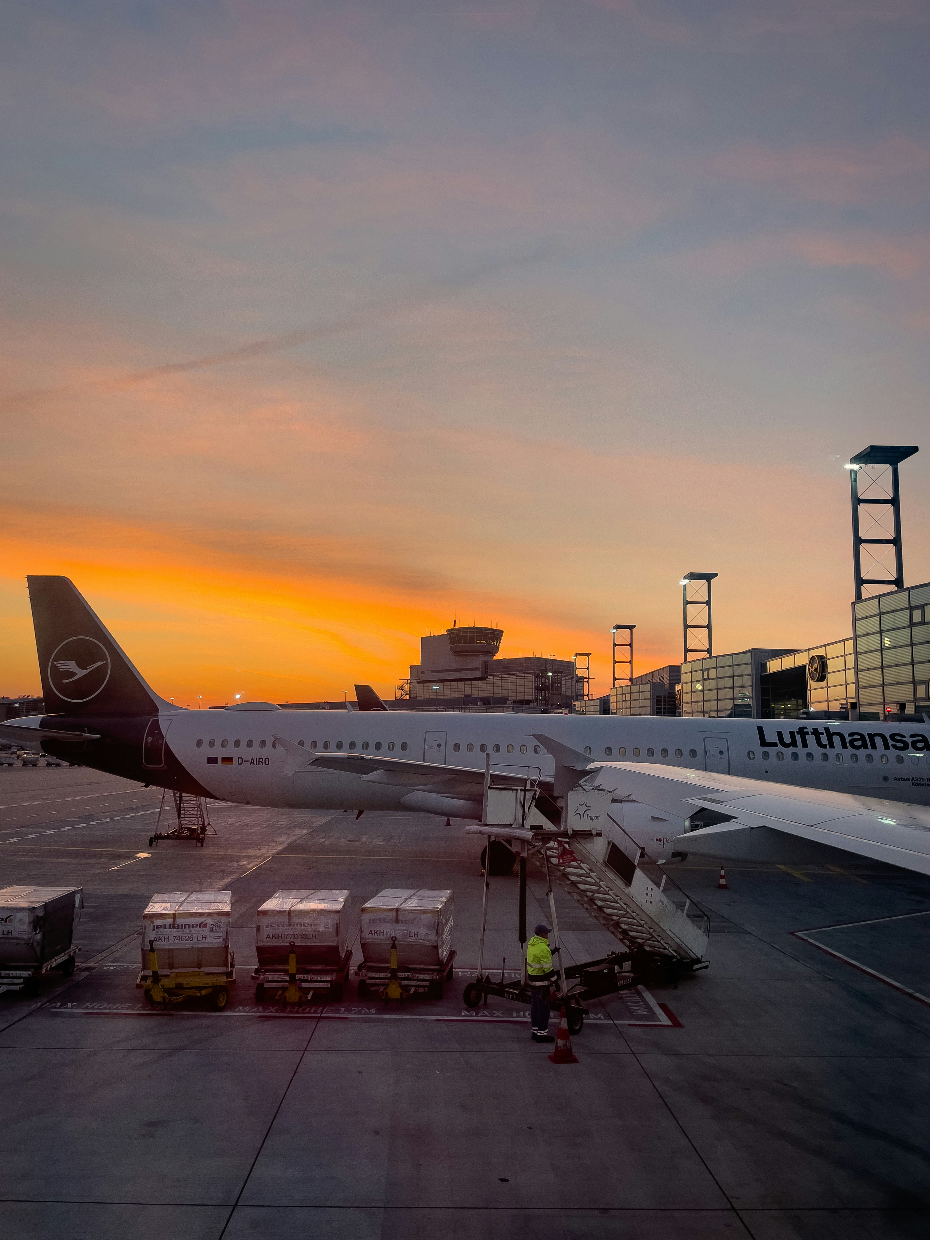 Sunset Gate: A Lufthansa A320 at Dusk on the Tarmac