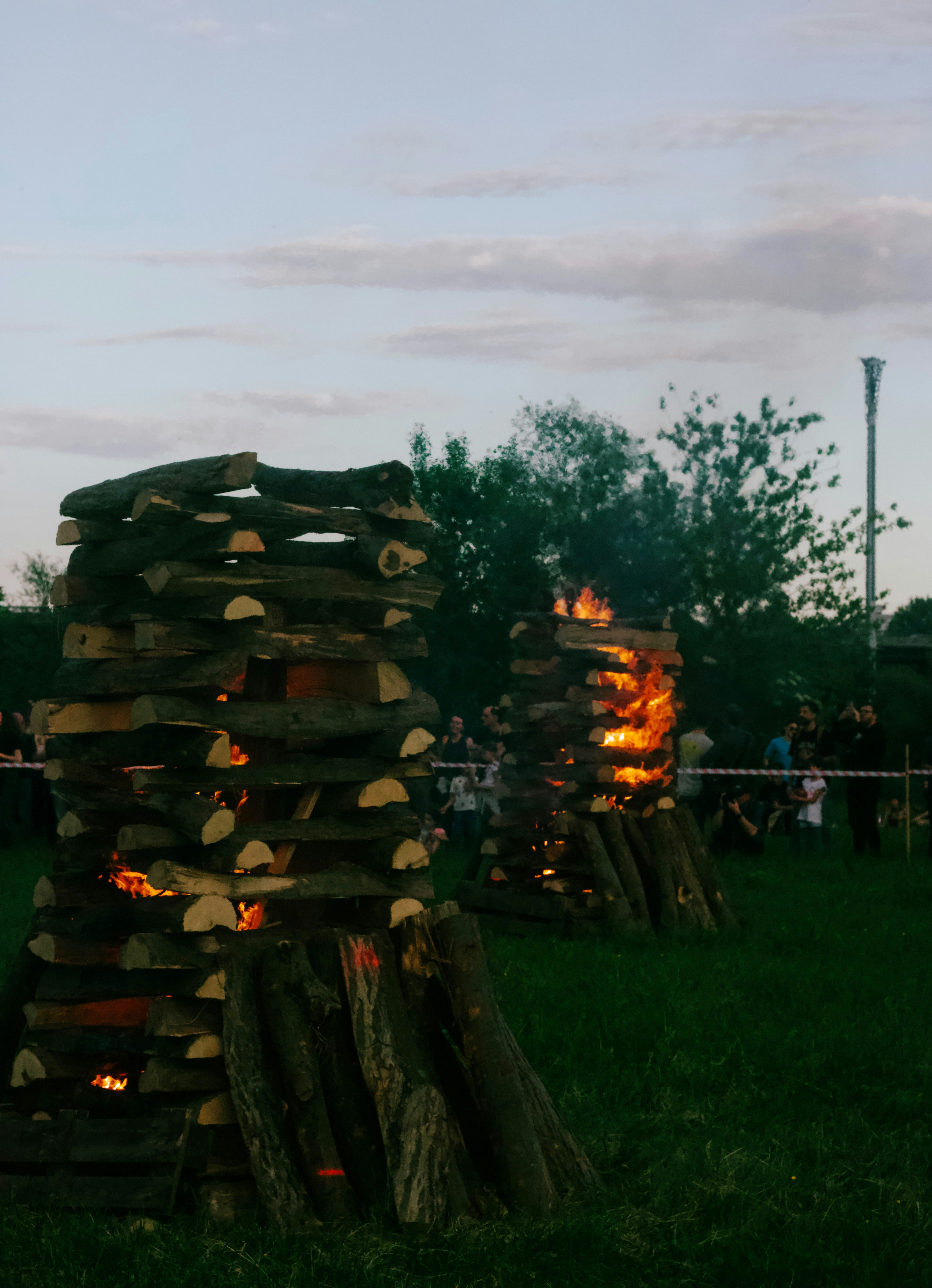 Stacked Logs on Fire: A Night-time Bonfire Festival