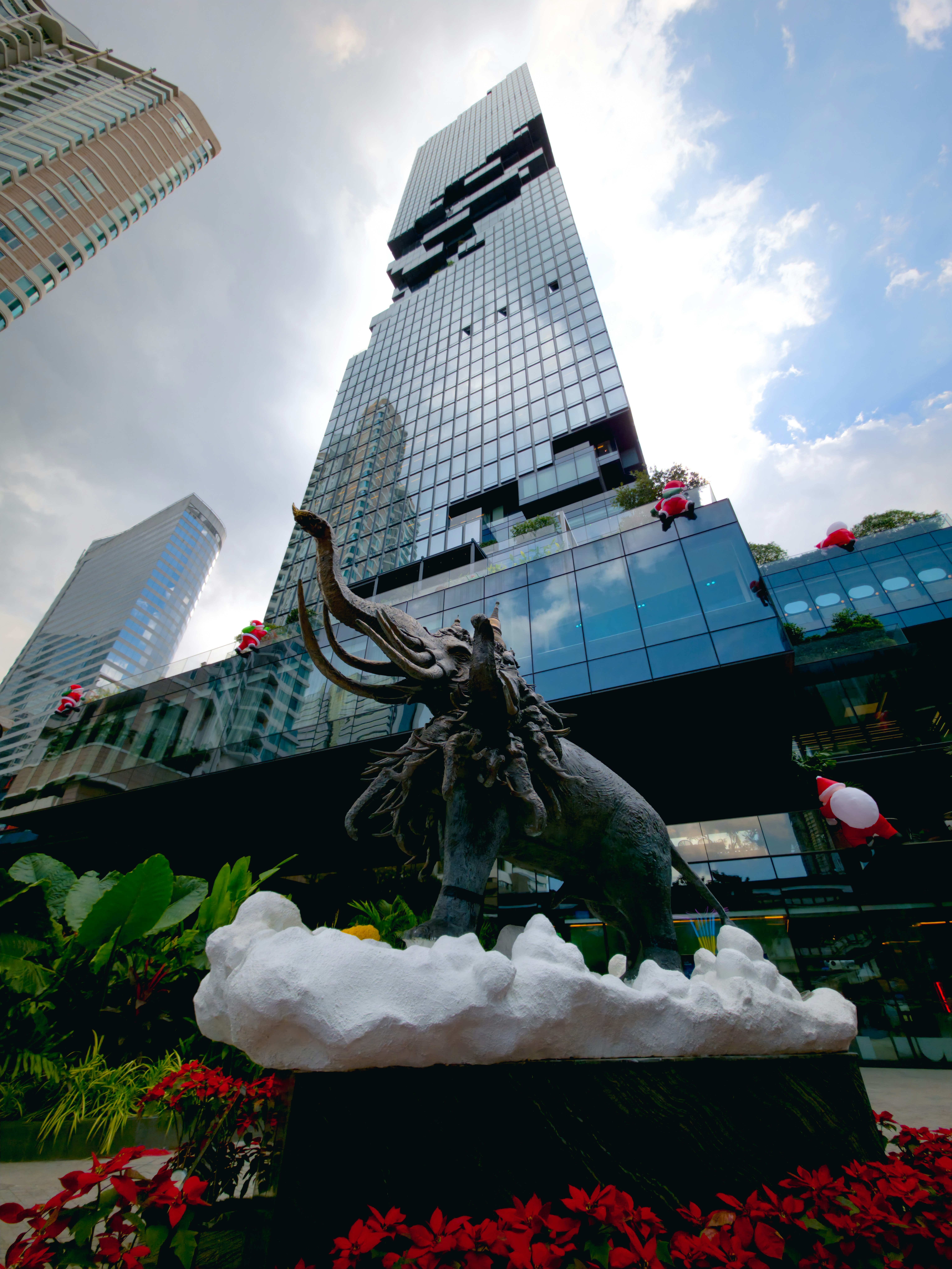 Gilded Dragon under Glass Skyscraper