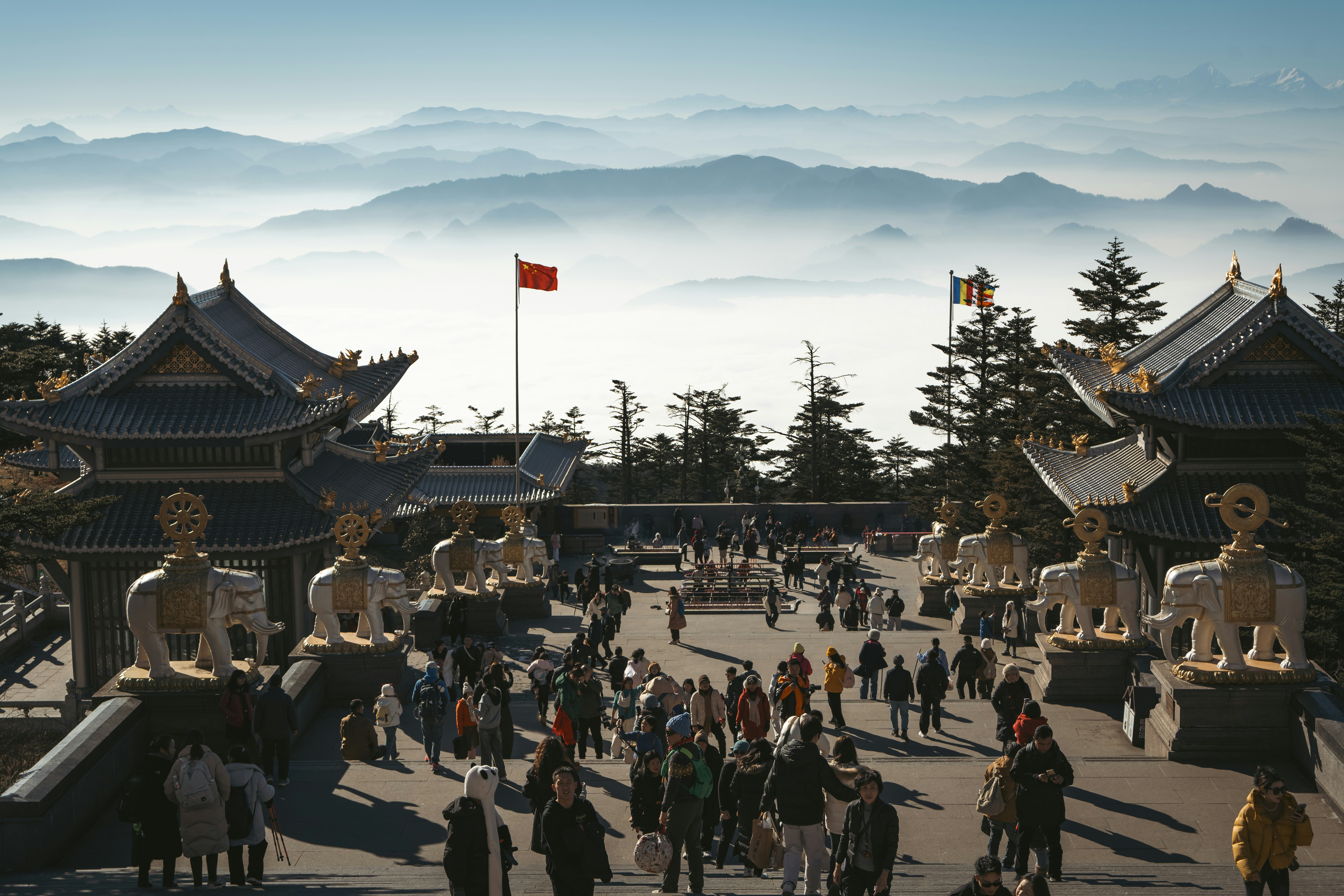 Temple Terrace: A Sea of Visitors Beneath Ancient Rooflines