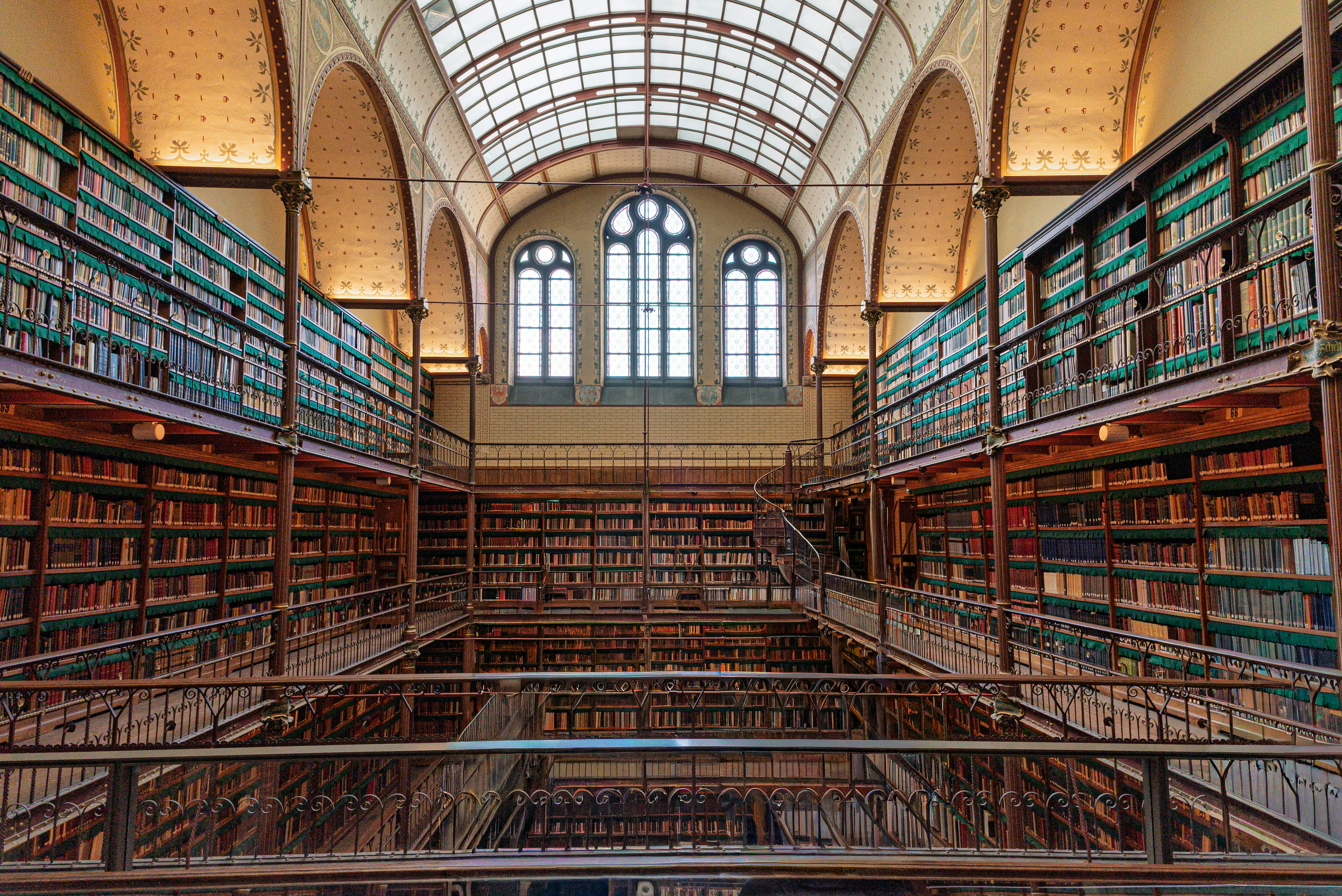 Echoes of Quiet Knowledge: A Grand Library Hall Reaches for the Light