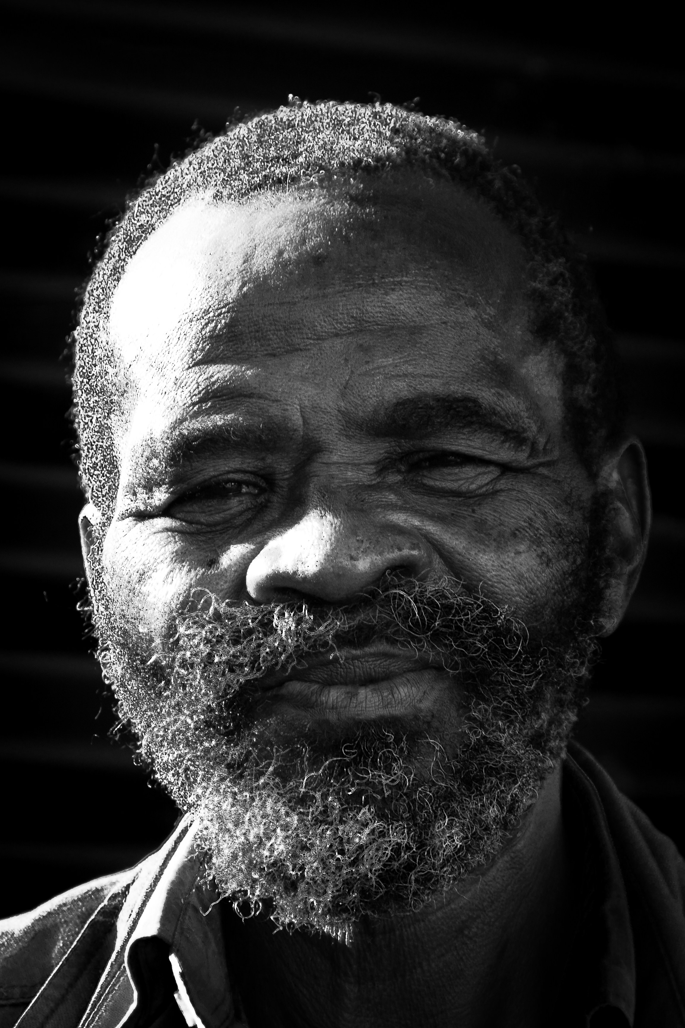 Portrait of a Weathered Smile in Soft Black and White