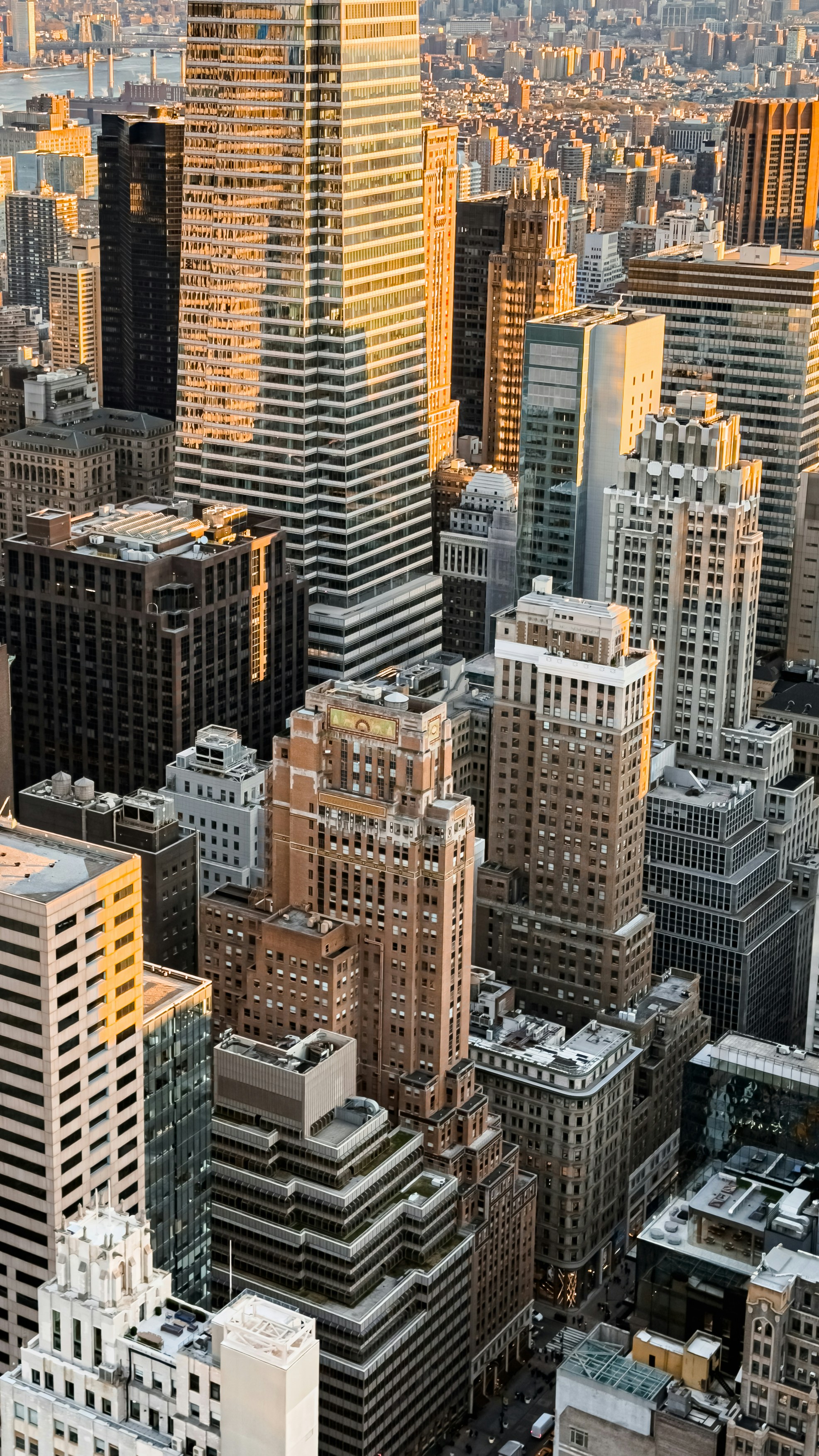 Golden Hour Canopy: A City of Towers Bathed in Sunset Light