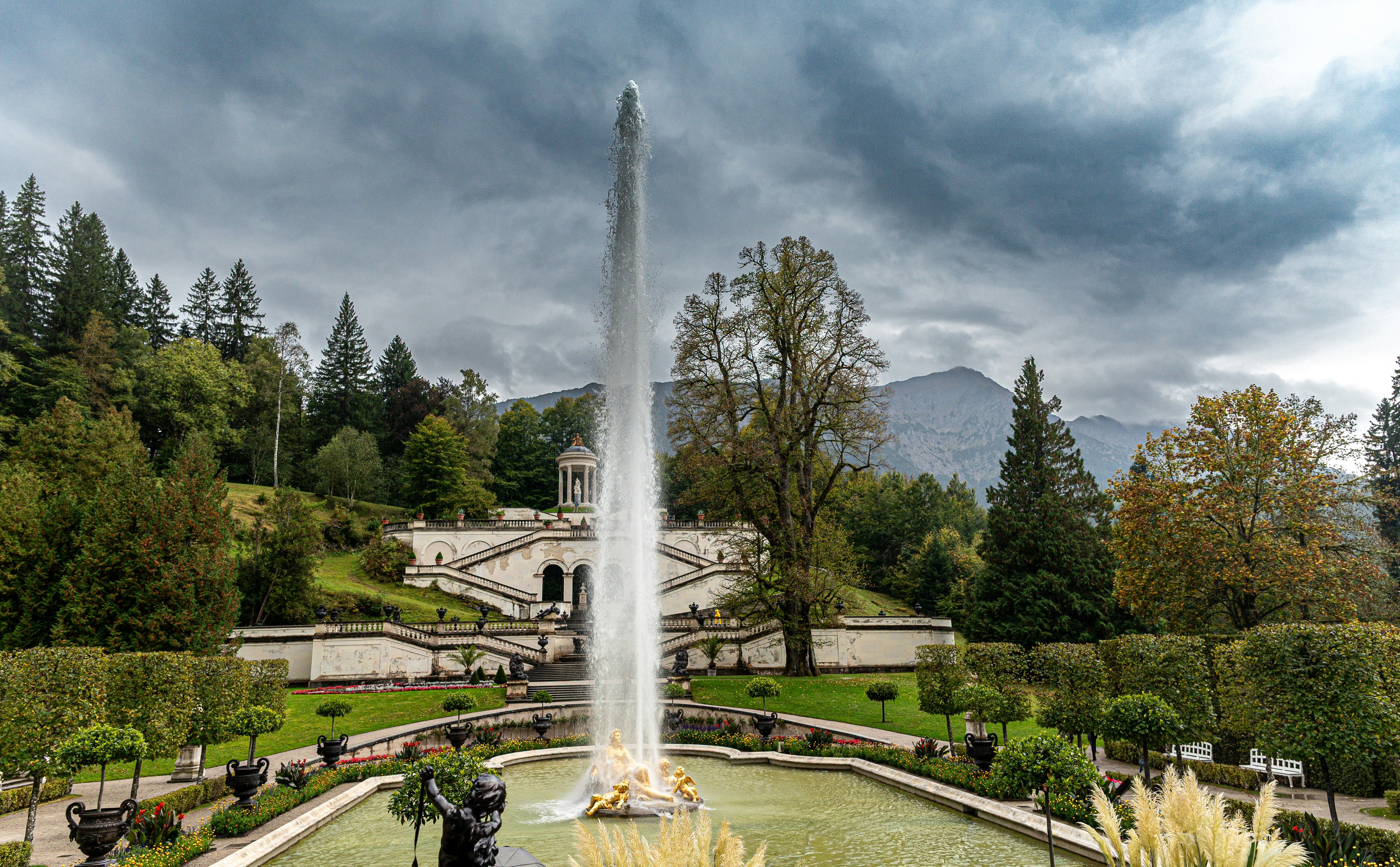 Vertical Fountain, Royal Terrace: A Formal Garden Vista with Cascading Steps