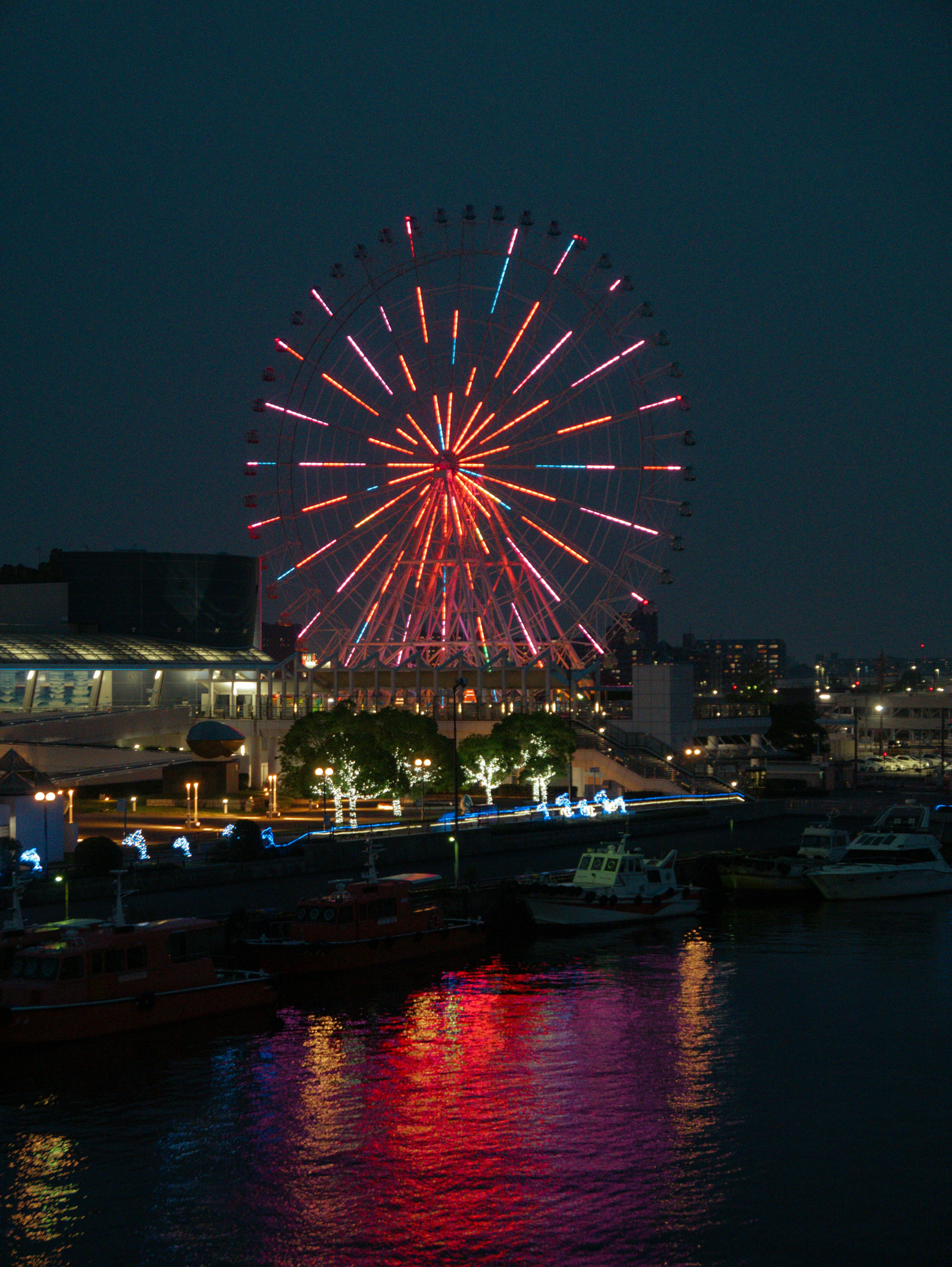 Neon Wheel over the Waterfront: A Night at the Harbor